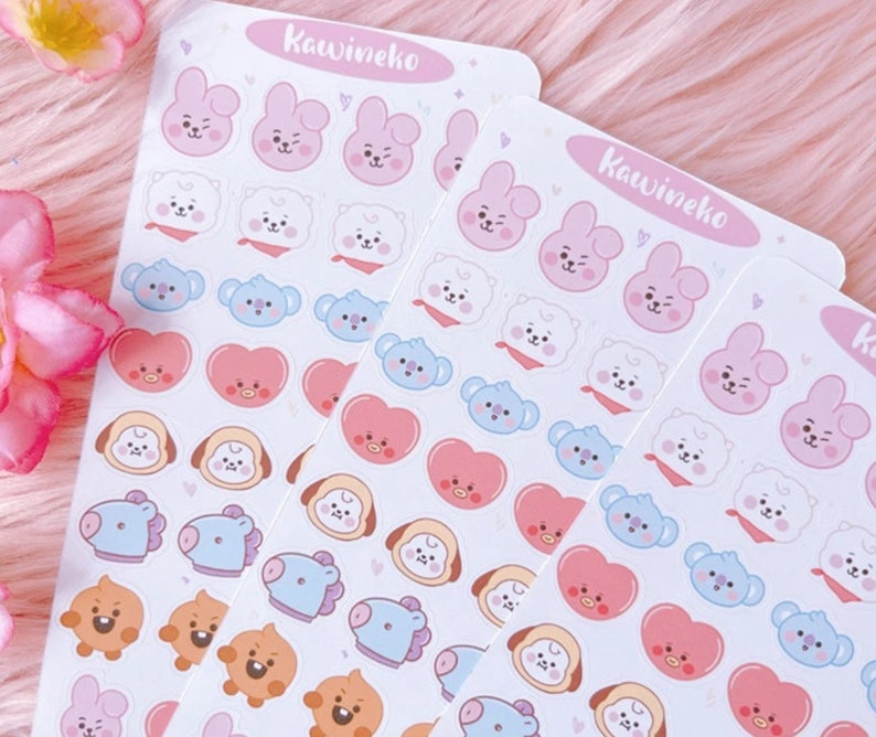 Cartoon Sticker Sheets Kpop Cute Kawaii - Etsy