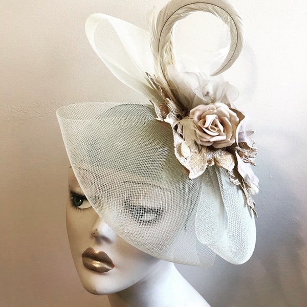 Beige Fascinator - Etsy UK