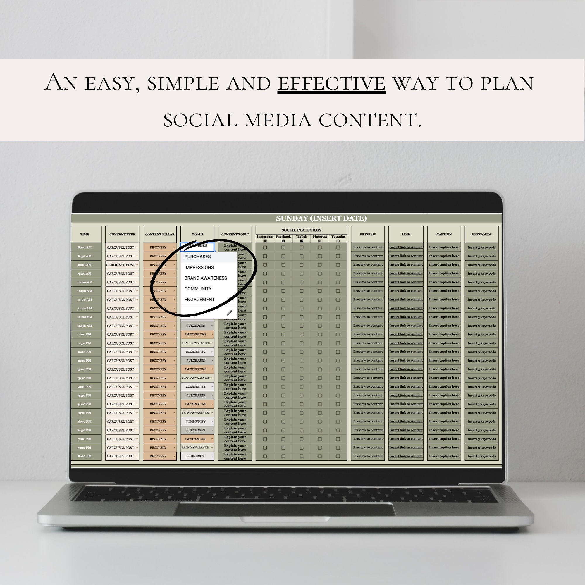 Social Media Digital Content Planner, Google Sheets Spreadsheet ...