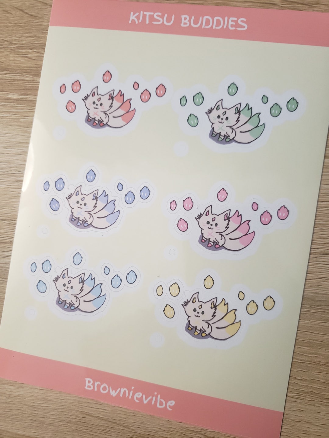 Chibi Kawaii Kitsune Fox Vinyl Kiss Cut Sticker Sheet - Etsy