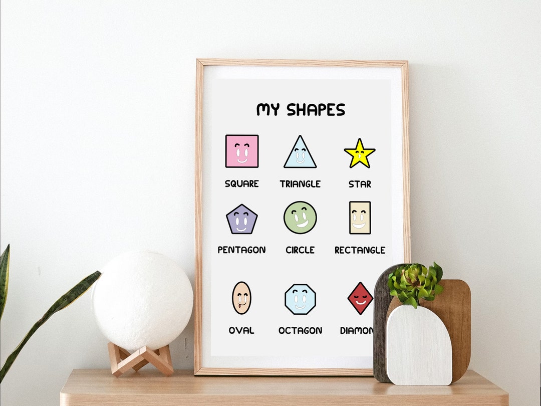 Spirit Shape Learning Poster for Kids Cute Shape Spirits Printable ...