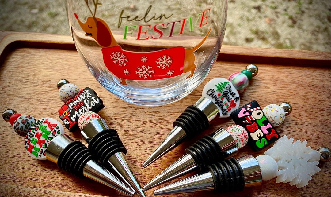 Christmas Wine Bottle Corks: Snowflake, Jolly, Merry, Christmas Tree - Etsy