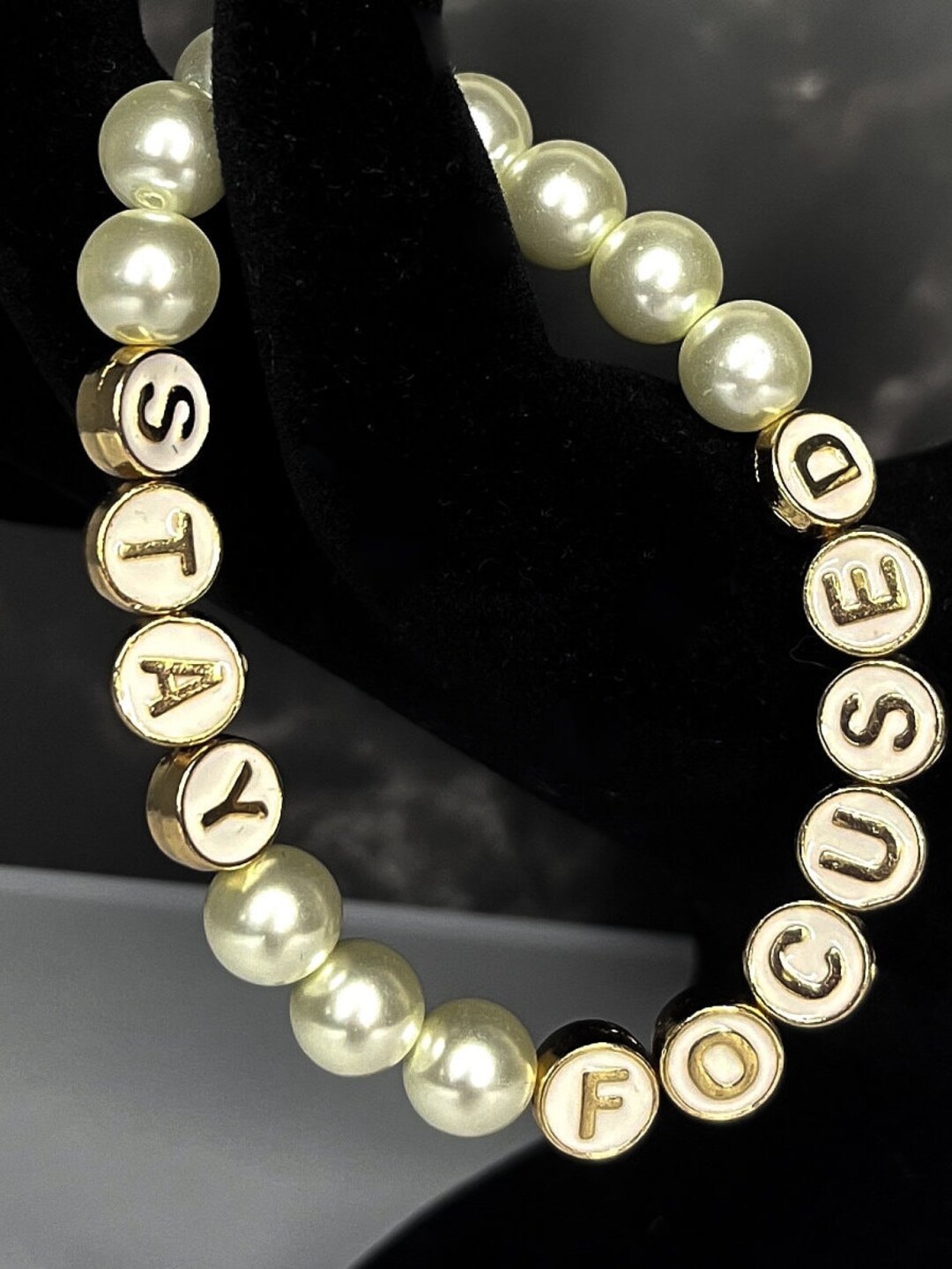 SALE, Motivational Bracelet for Her, Stay Focused Quote Bracelet, Girly ...