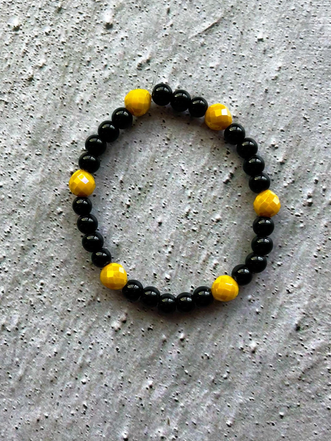 Yellow Bracelet | Black and Yellow Beaded Bracelet| Ga Tech Bracelet ...