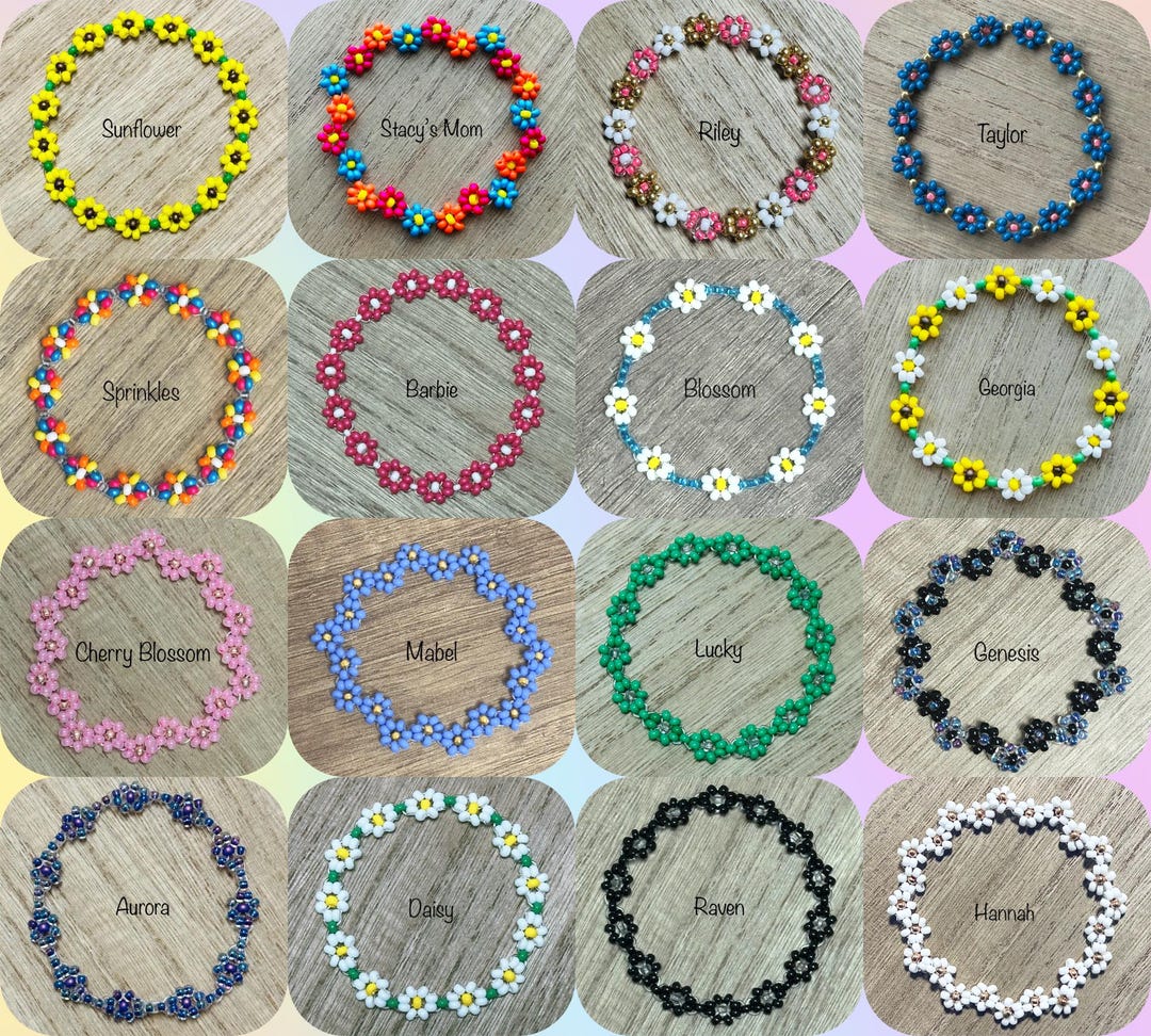 Spring Bracelets!!! Stretchy Beaded Flower Bracelets and Anklets - Etsy