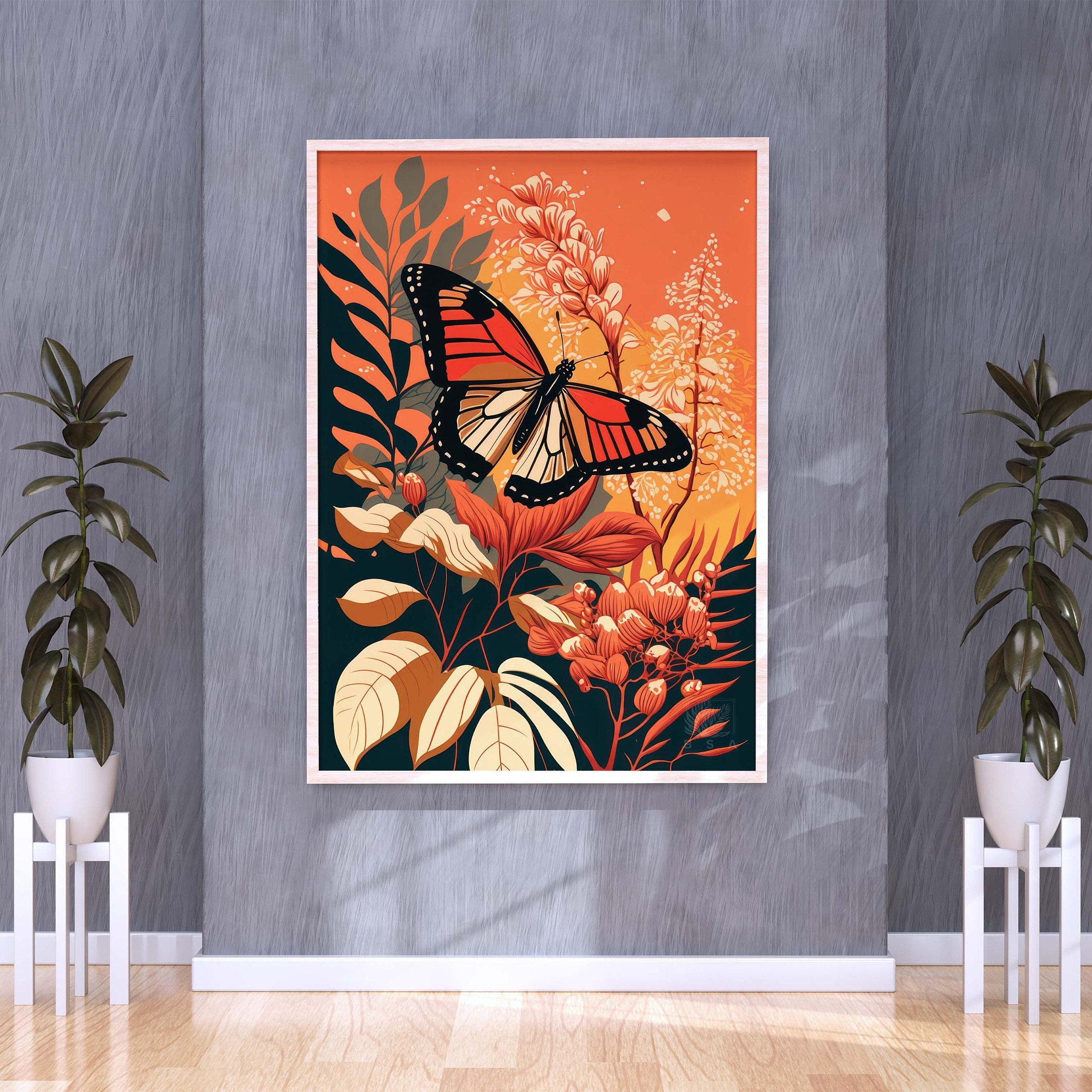 Summer Monarch Butterfly Print Butterfly Wall Art Modern House Decor ...