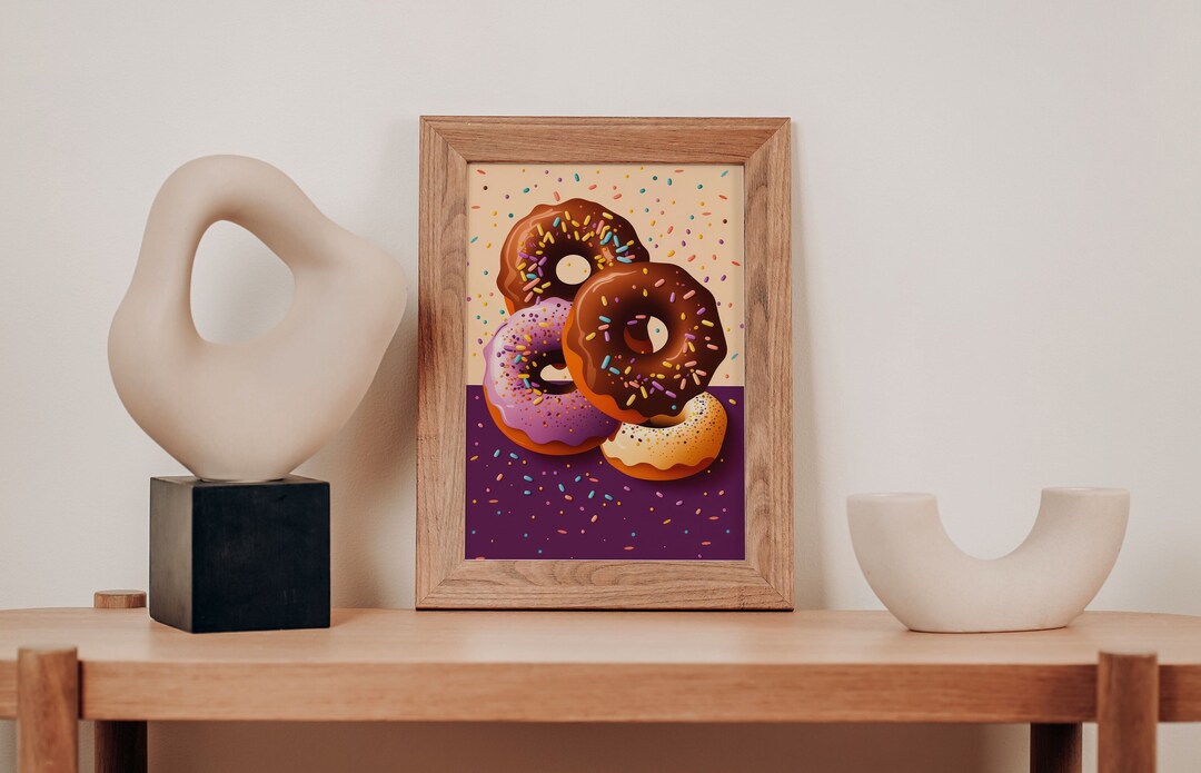 Doughnut Bakery Poster, Food Print, Vintage Kitchen Decor, Food ...