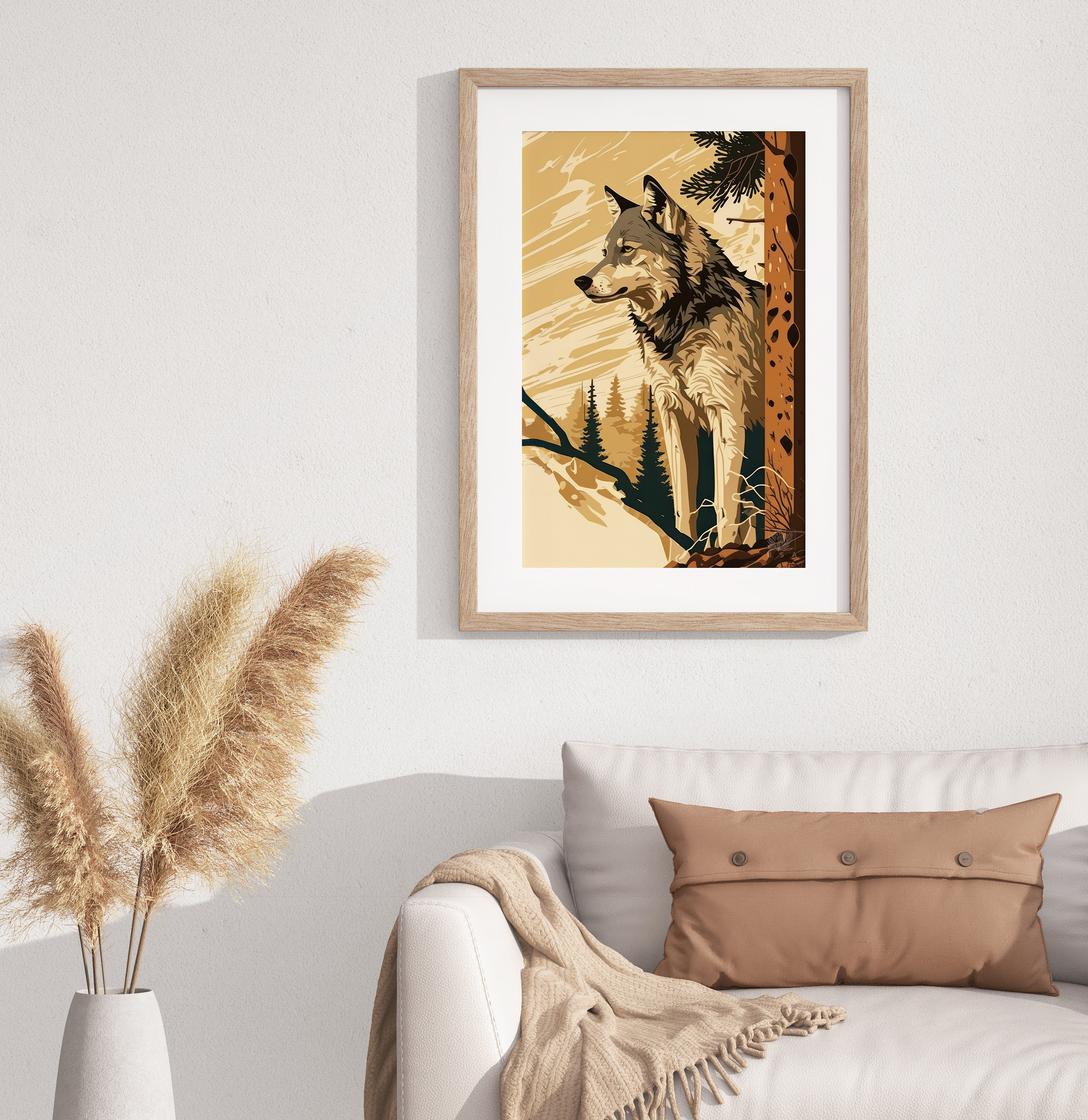 Wolf Forest Print Art, Timberwolf Poster, Lone Wolf Print, Woodland ...