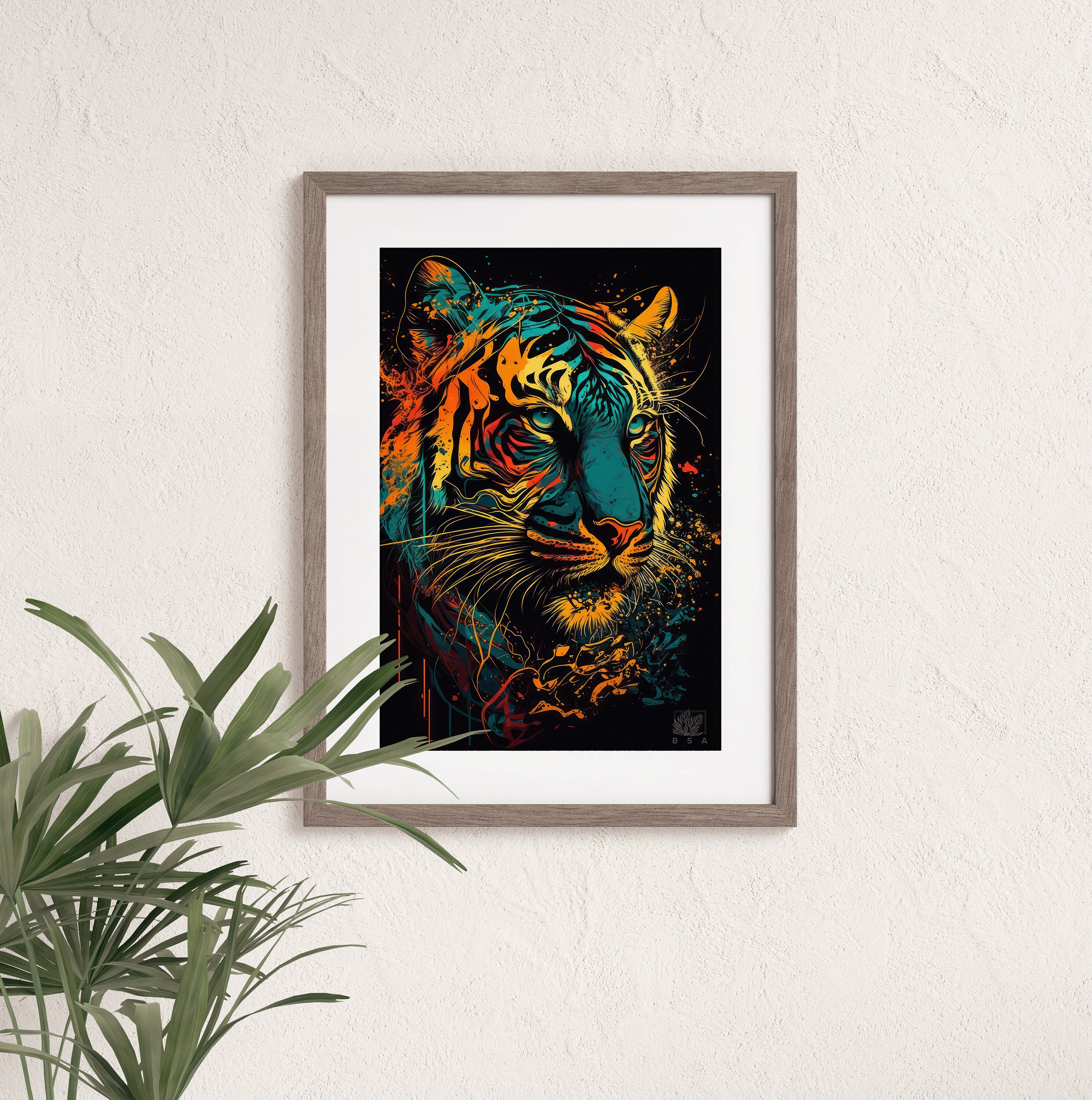 Modern Colorful Tiger Poster | Minimalist Artwork Prints | Jungle ...