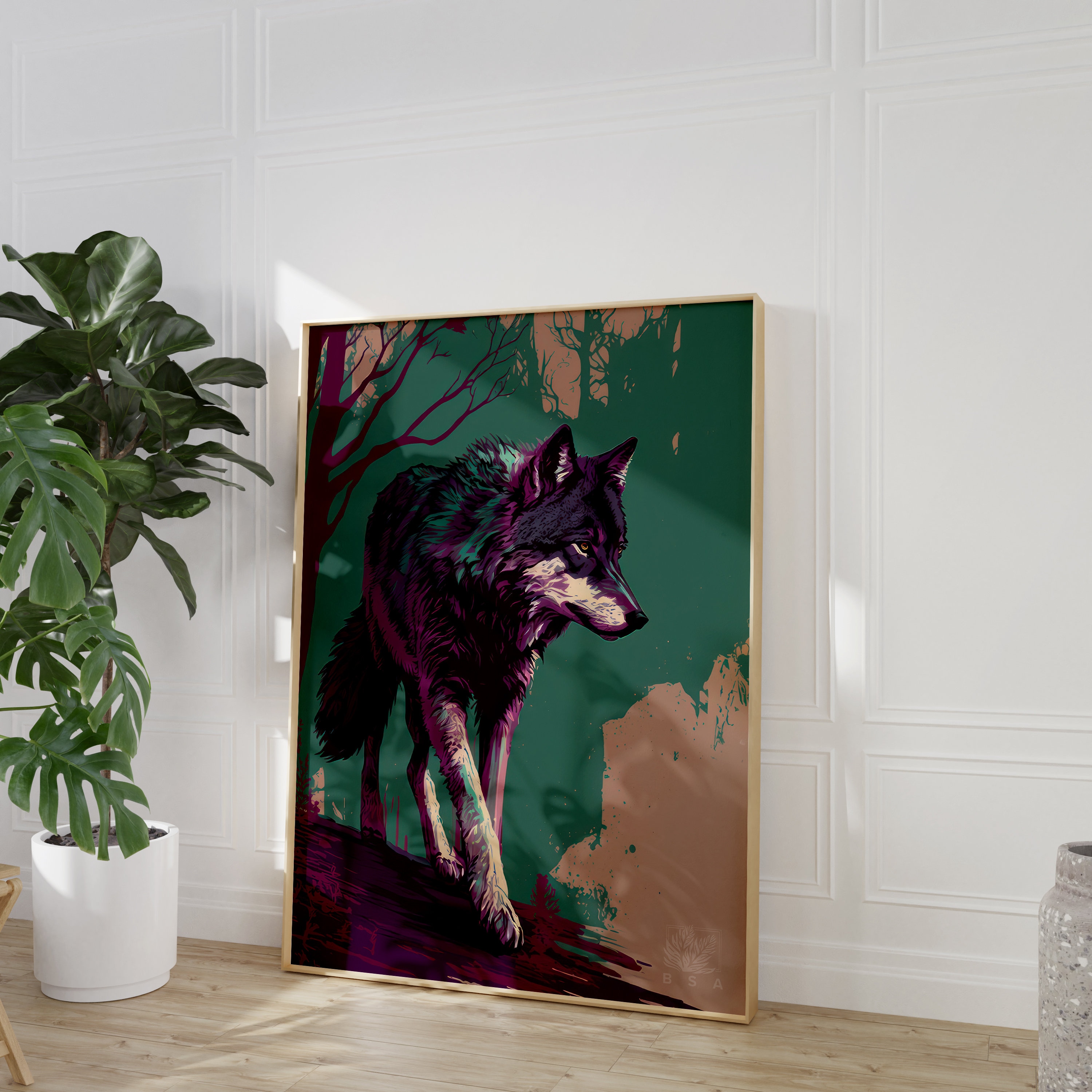 Lone Wolf Art Print, Vintage Antique Wolf Painting, Wildlife Wall Art ...