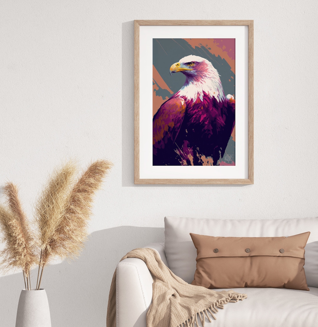 Bald Eagle Wall Art | Printable Eagle Poster | Purple Floral | Bedroom ...