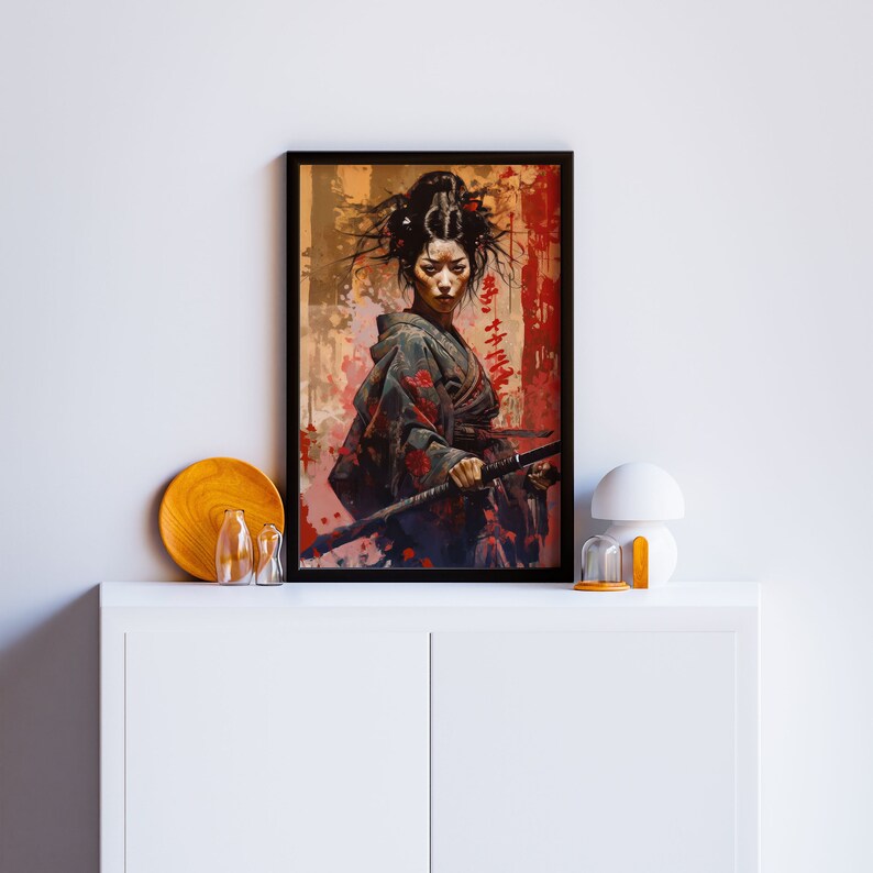 Japanese Samurai Princess, Japanese Poster Art, Oriental Decor, Modern ...