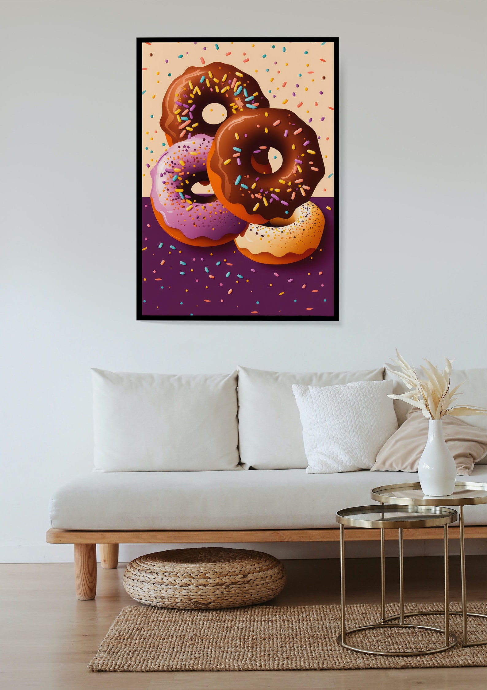 Doughnut Bakery Poster, Food Print, Vintage Kitchen Decor, Food ...