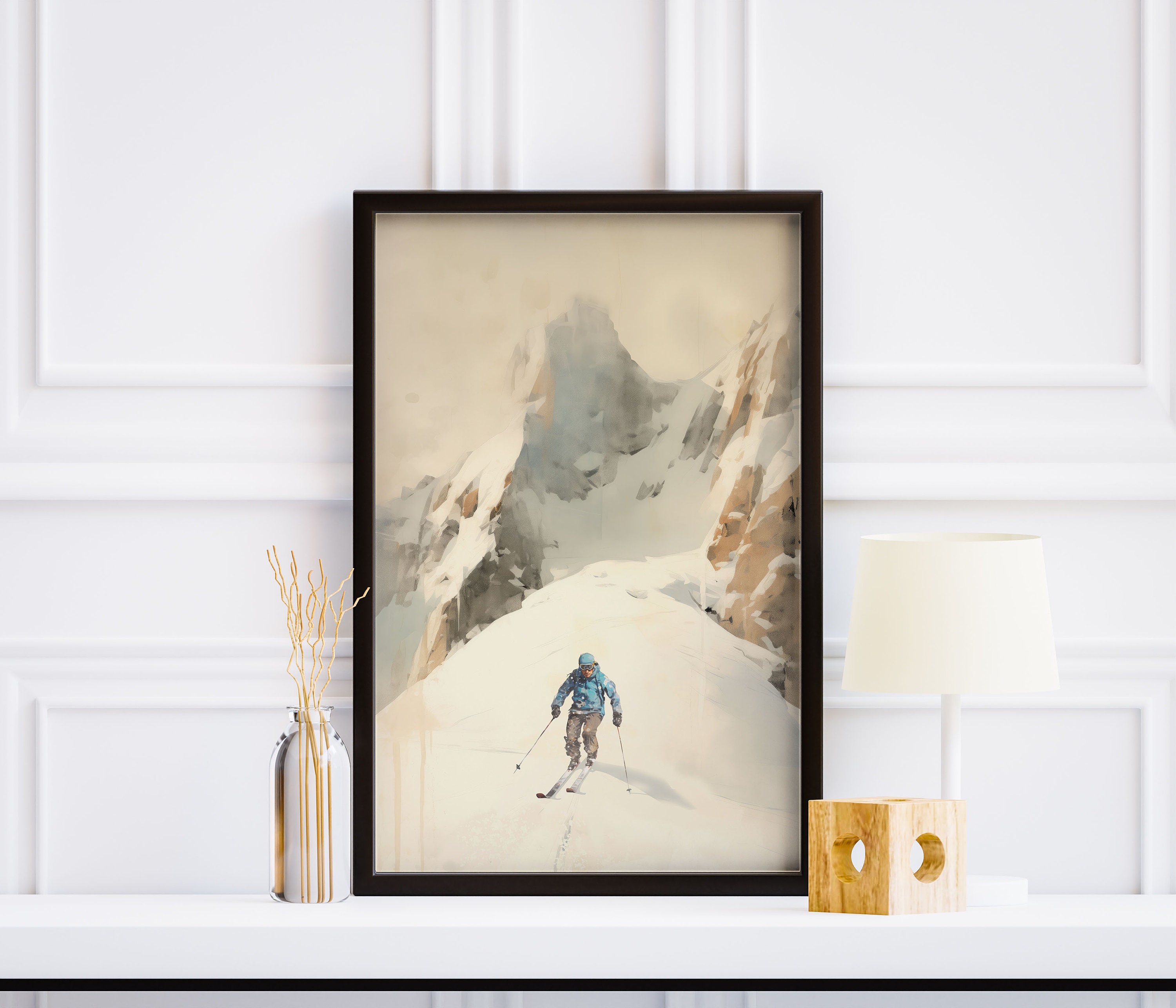 Vintage Ski Lodge Poster, Winter Poster Art, Italian Ski Print ...