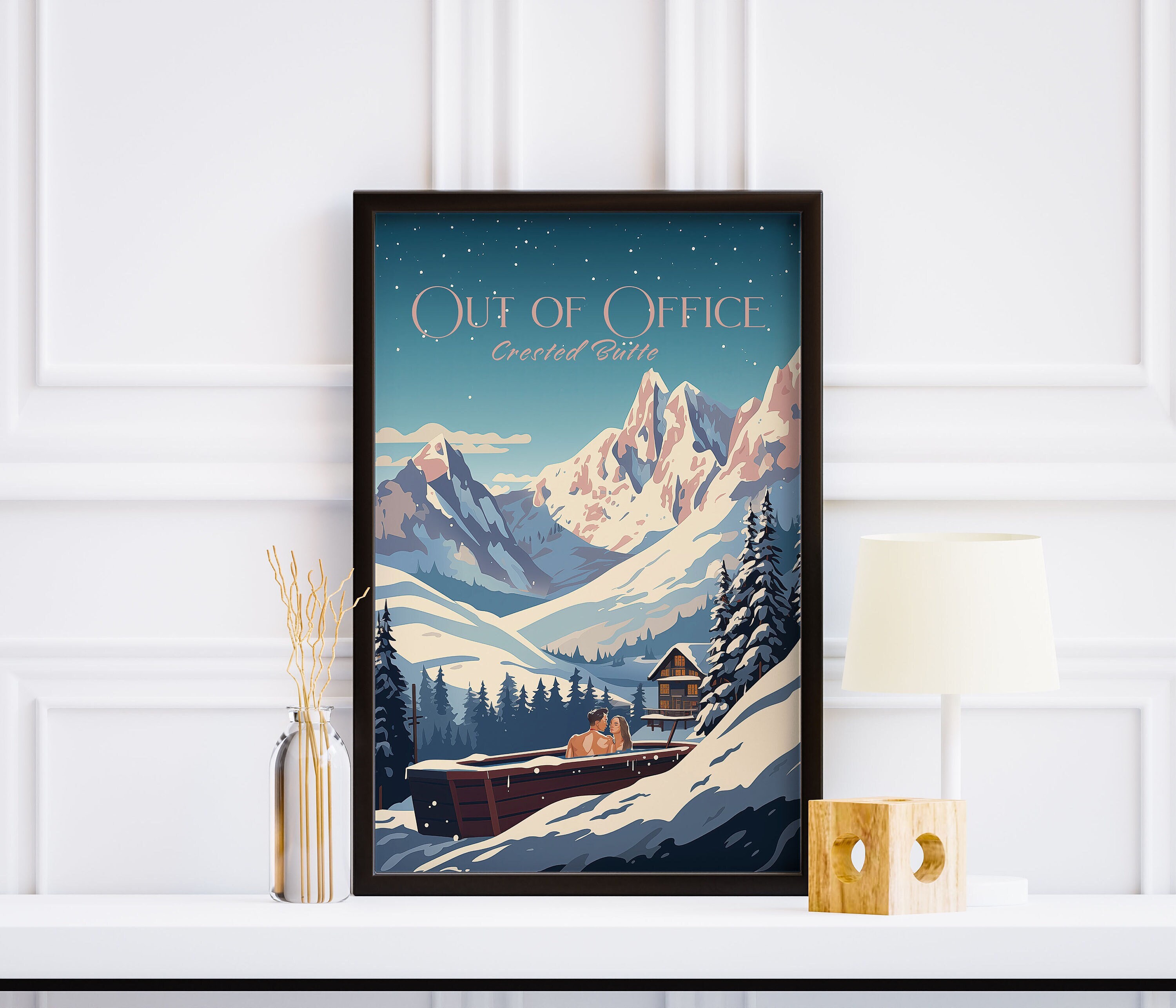 Retro Apres Ski Poster, Out of Office, Newspaper Magazine Print ...