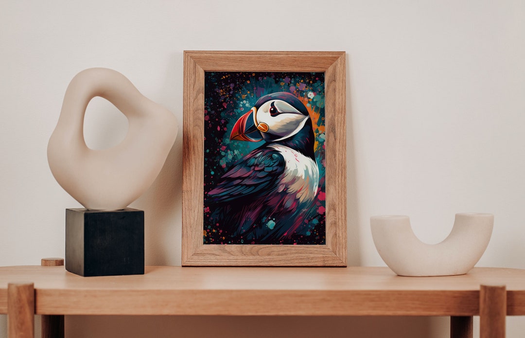 Alaskan Wildlife Decor Arctic Puffin Bird Poster Digital Printable Boho ...