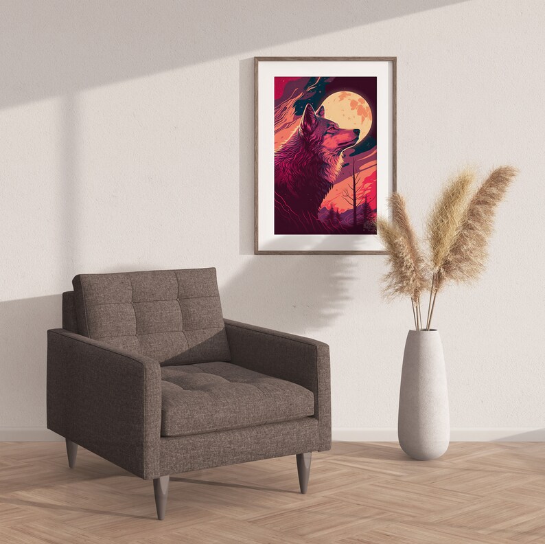 Lone Wolf Moon Poster | Wolf Poster | Bedroom Decor | Timberwolf ...