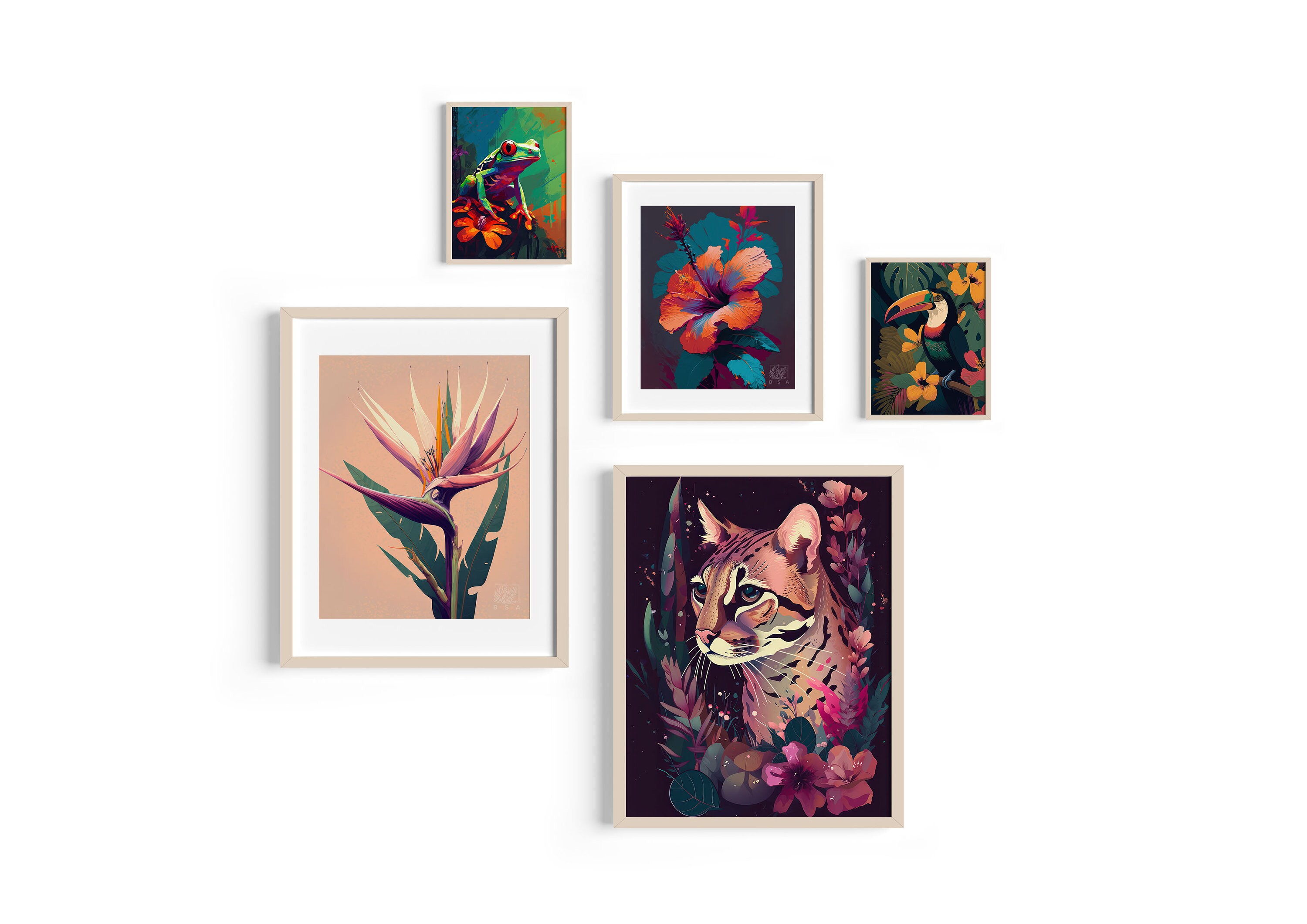 Emerald Rainforest Poster Bundle, Jungle Artwork Print, Printable ...