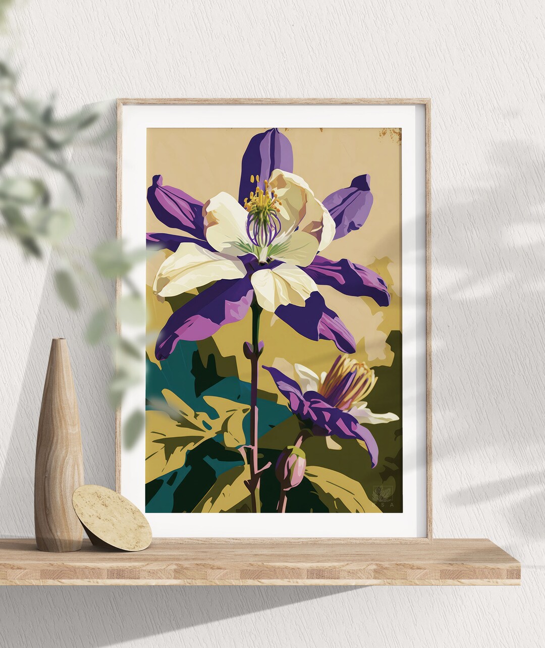 Colorado Columbine Flower Poster, Minimalist Floral Artwork Prints ...