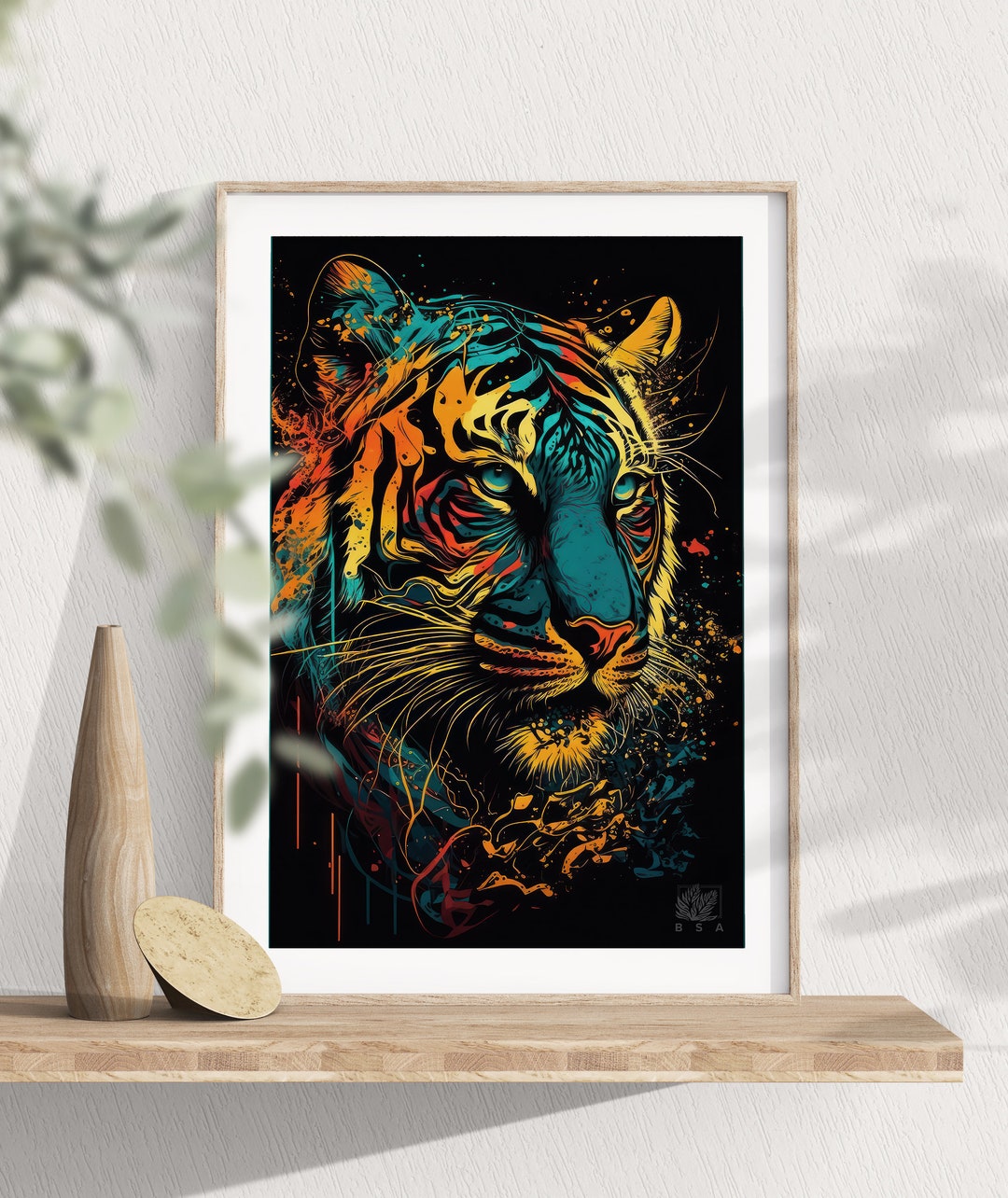 Modern Colorful Tiger Poster | Minimalist Artwork Prints | Jungle ...