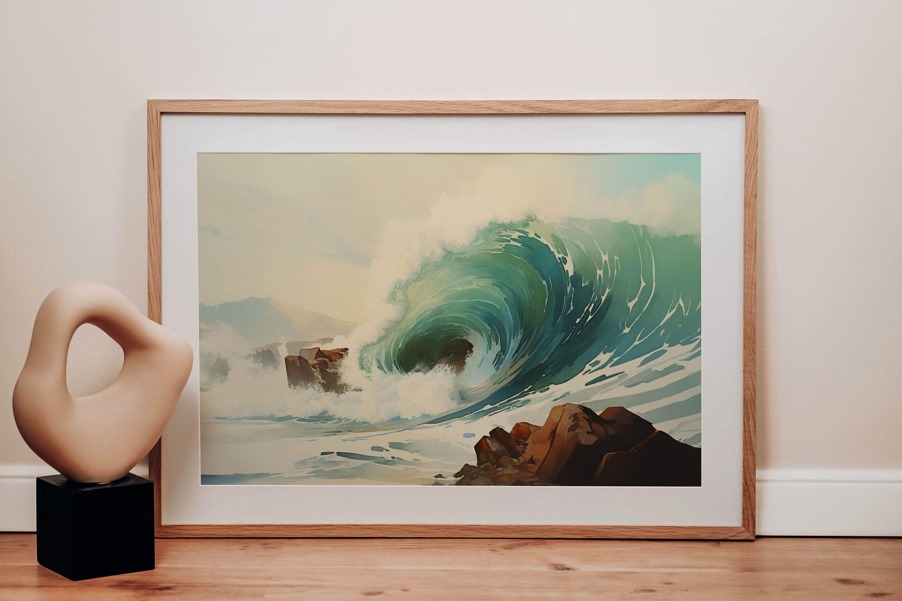 Blue Ocean Wave Art Print Coastal Ocean Beach Decor Nautical - Etsy