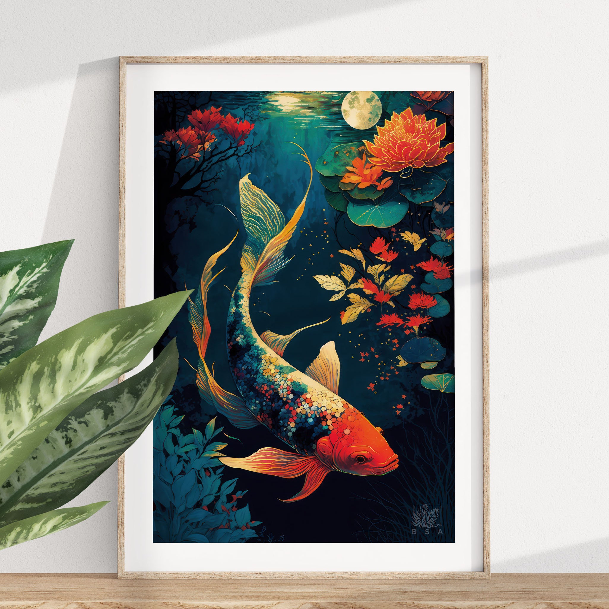 Orange White Koi Fish Print, Japanese Artwork Prints, Japan Art ...