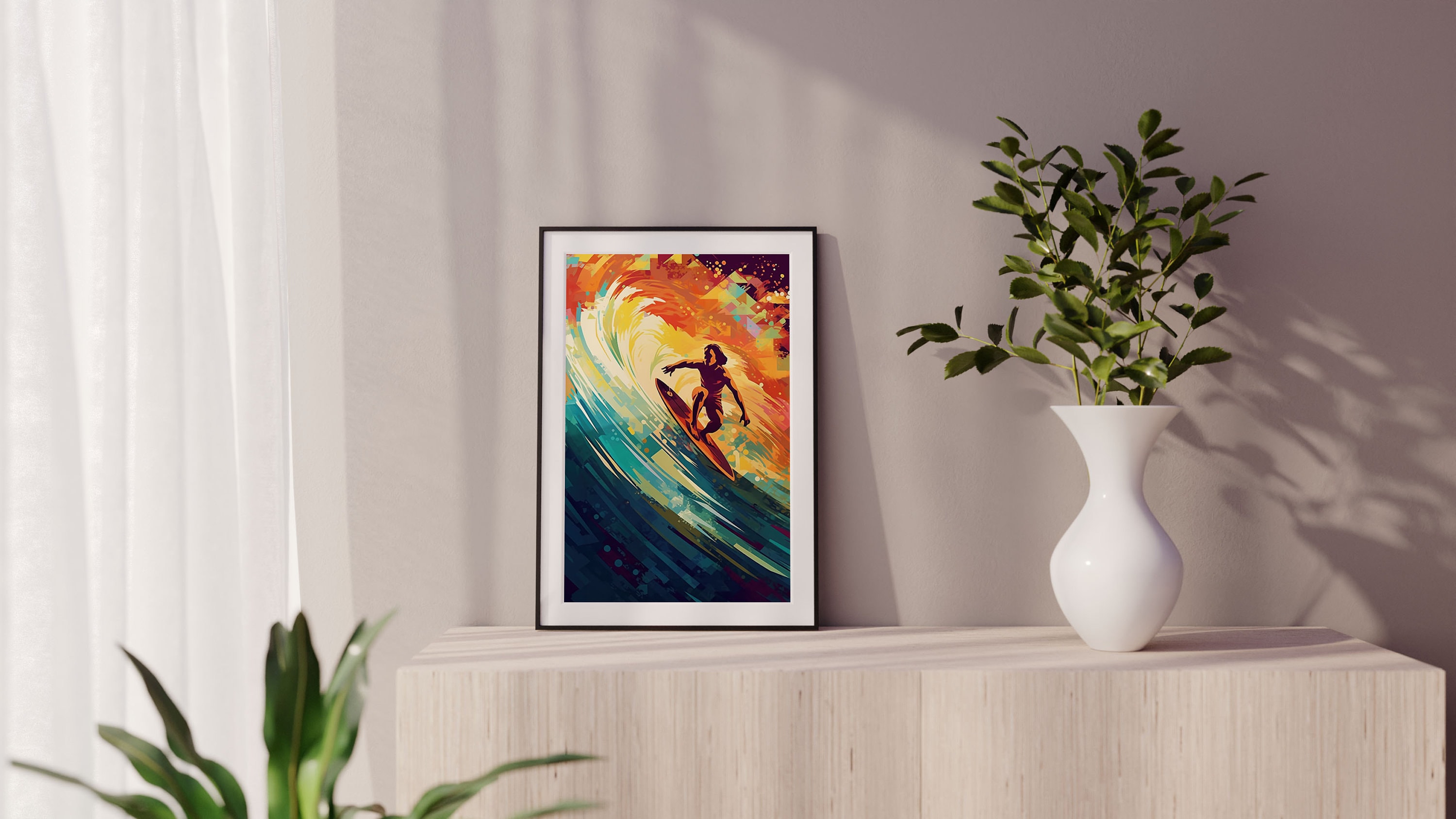 Abstract Surf Art Poster, Surfing Print, Vintage Surf Print, Retro Surf ...