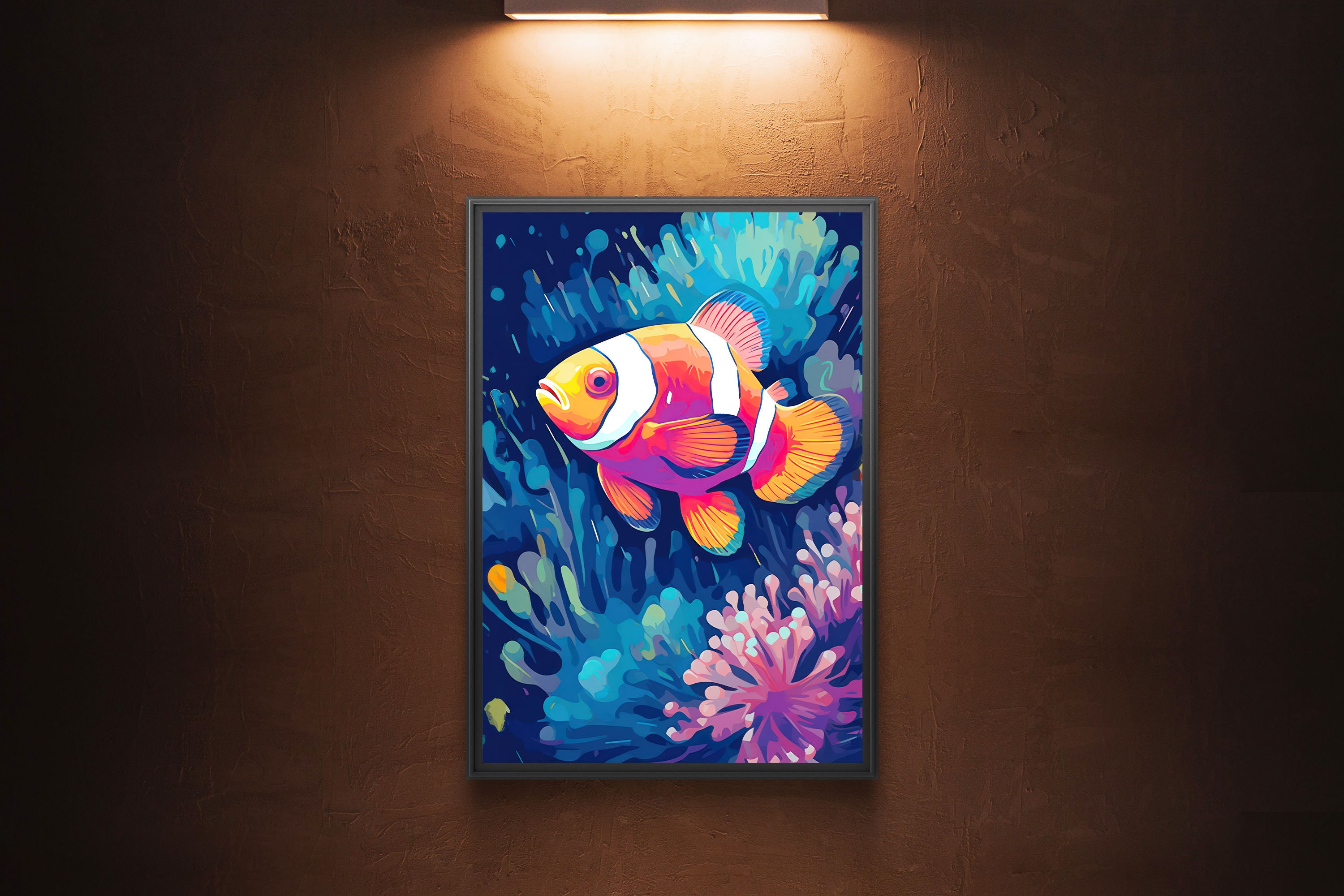 Clownfish Coral Watercolor Print, Tropical Ocean Decor, Kids Room Wall ...