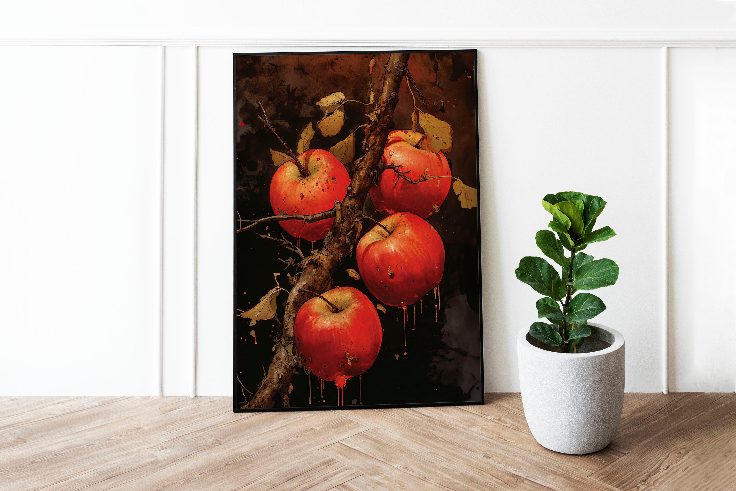 Vintage Apples Art Print, Still Life Fruit, Apple Tree Painting ...