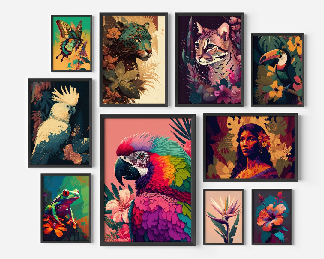 Emerald Rainforest Poster Bundle, Jungle Artwork Print, Printable ...