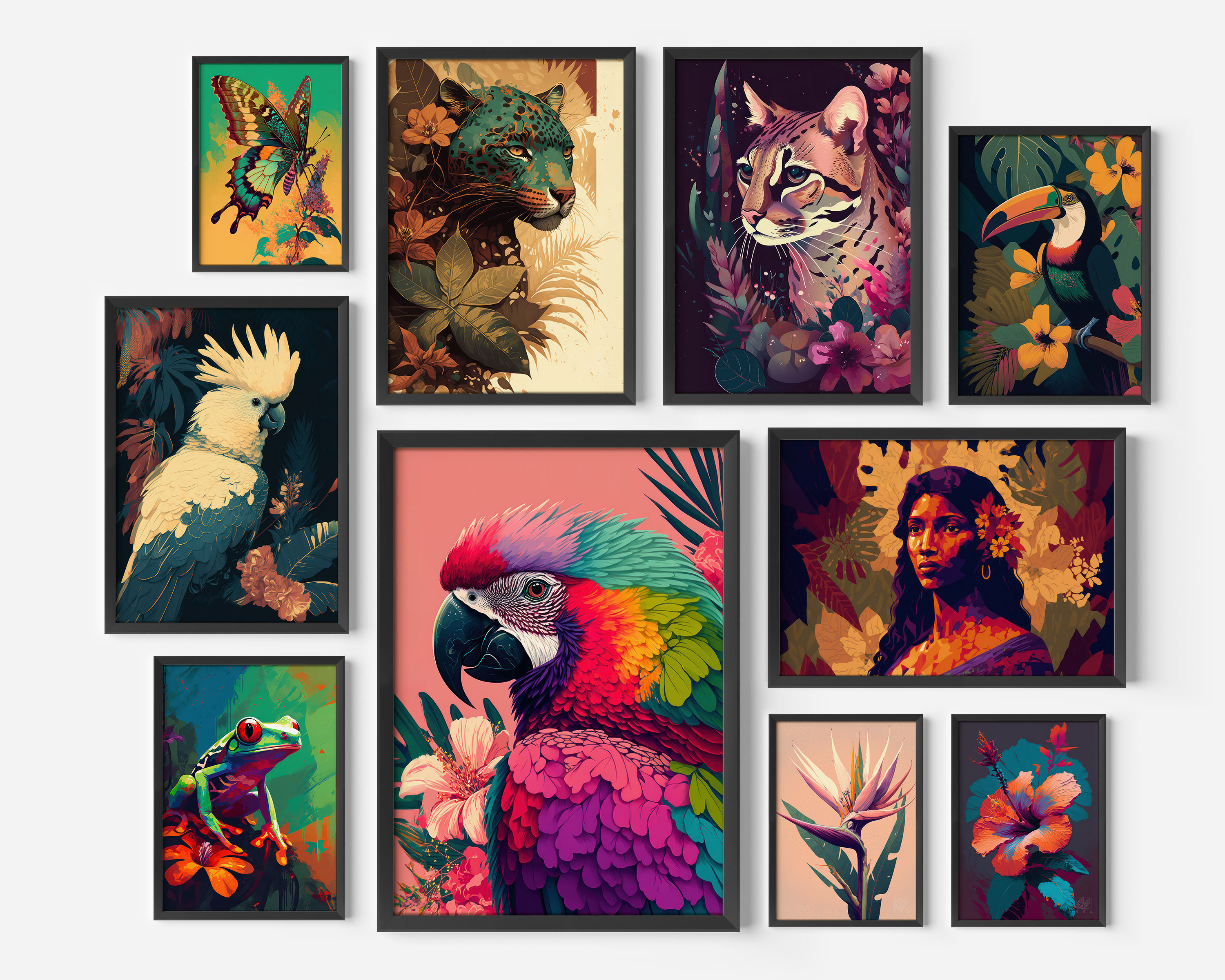 Emerald Rainforest Poster Bundle, Jungle Artwork Print, Printable ...