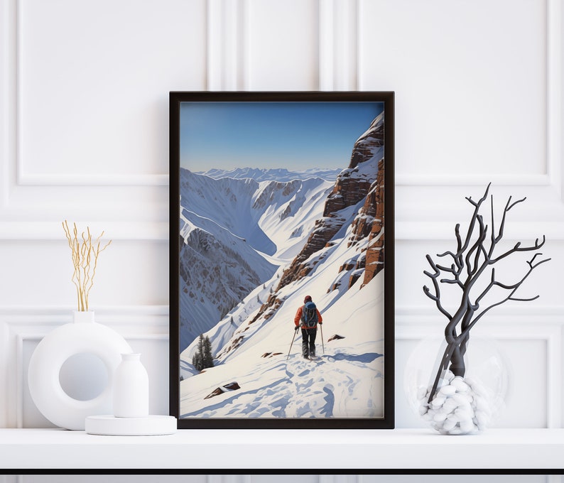 Backcountry Explorer Ski Print, Winter Art Painting, Mountain Ski Print ...