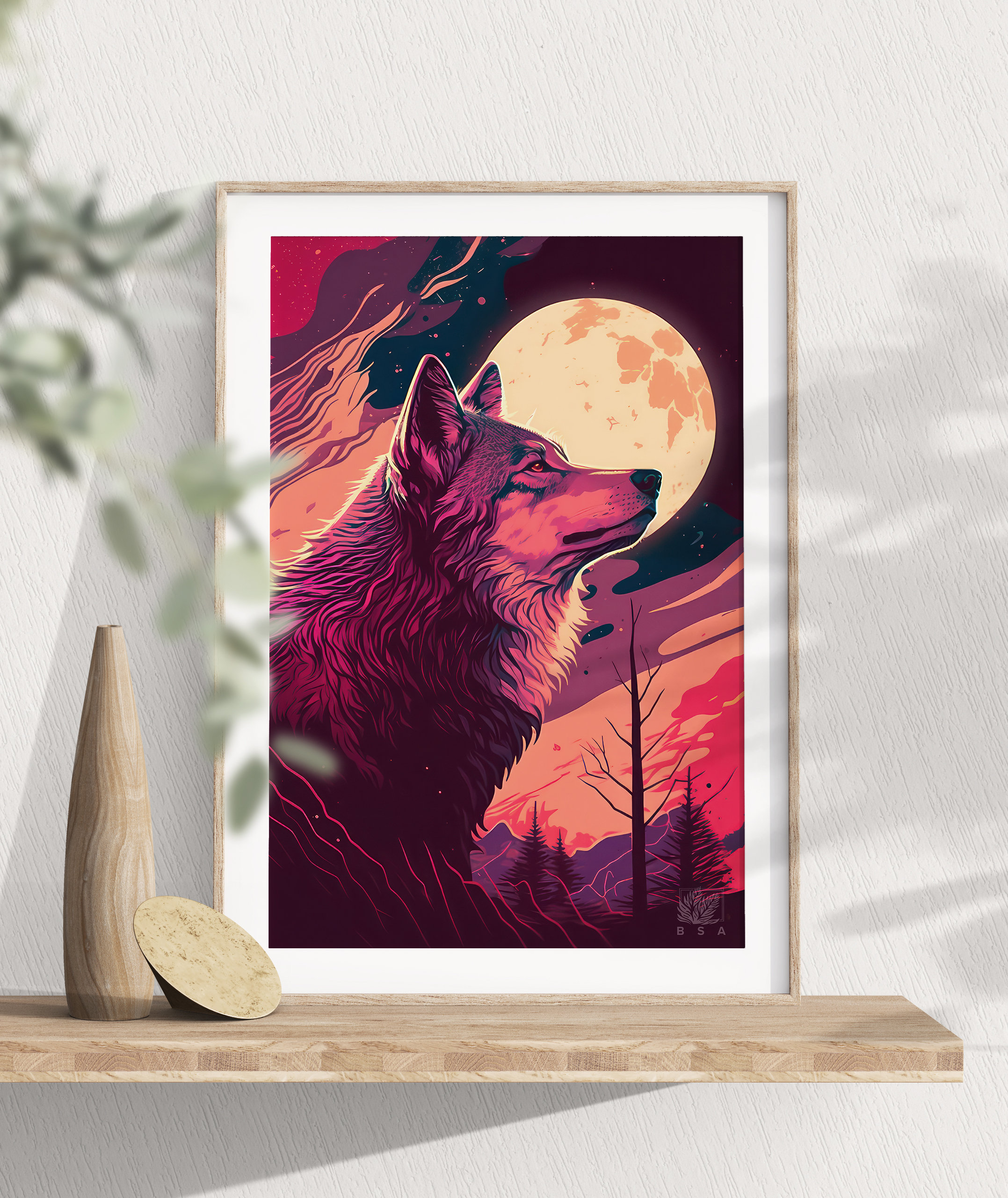 Lone Wolf Moon Poster | Wolf Poster | Bedroom Decor | Timberwolf ...