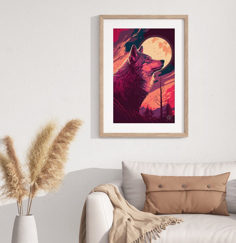 Lone Wolf Moon Poster | Wolf Poster | Bedroom Decor | Timberwolf ...