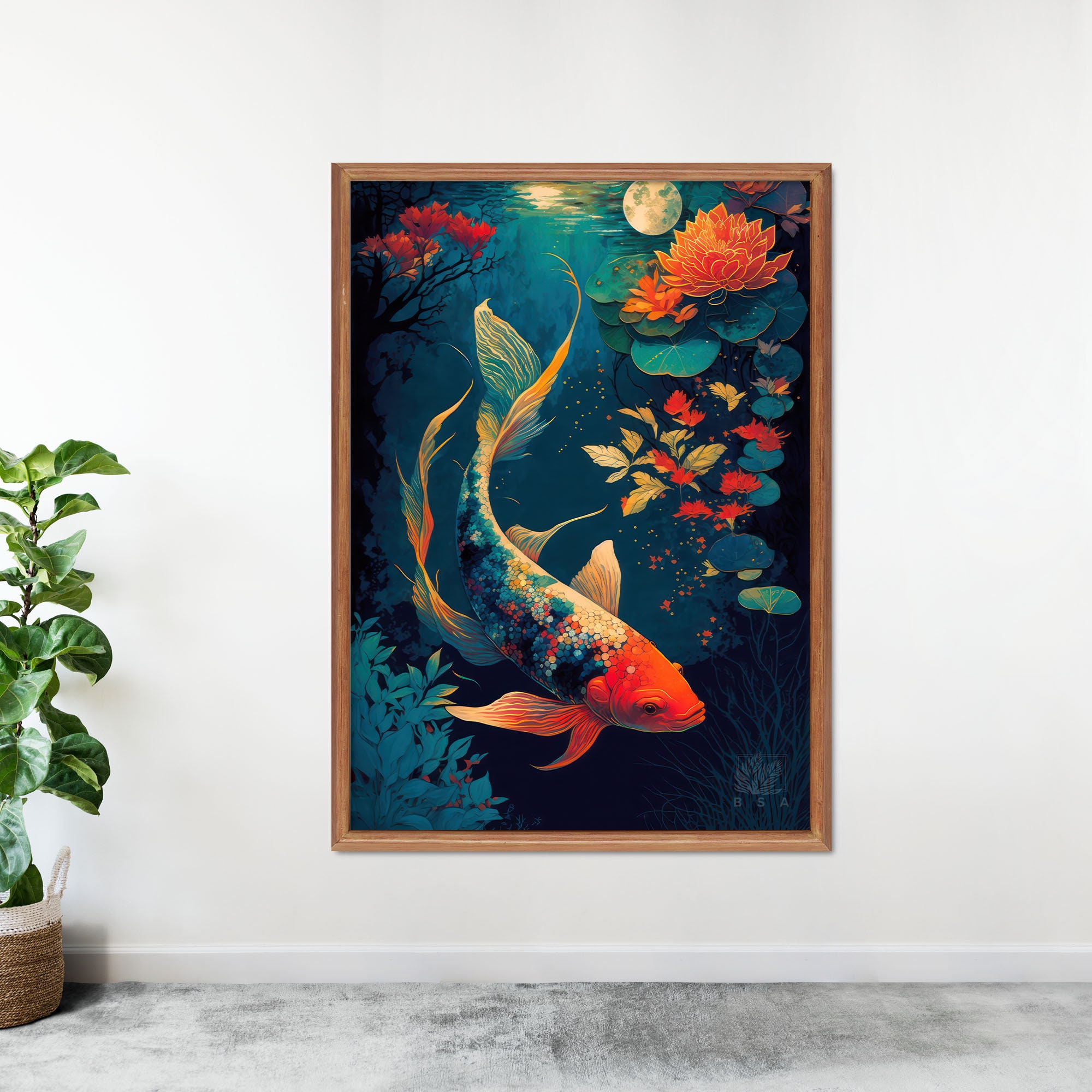 Orange White Koi Fish Print, Japanese Artwork Prints, Japan Art ...