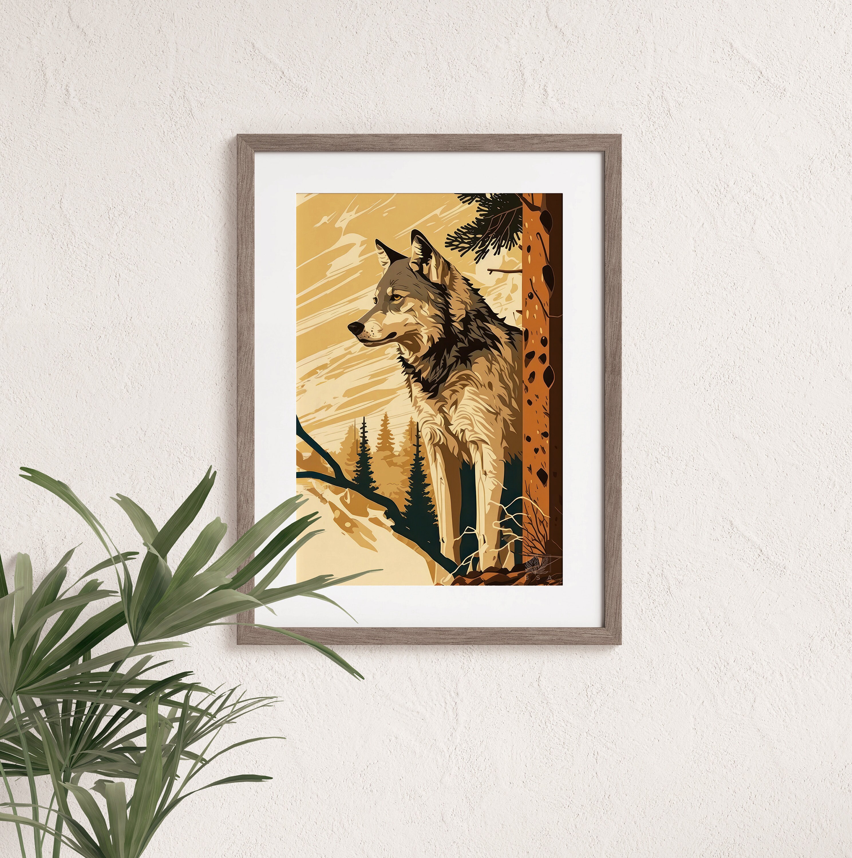 Wolf Forest Print Art, Timberwolf Poster, Lone Wolf Print, Woodland ...
