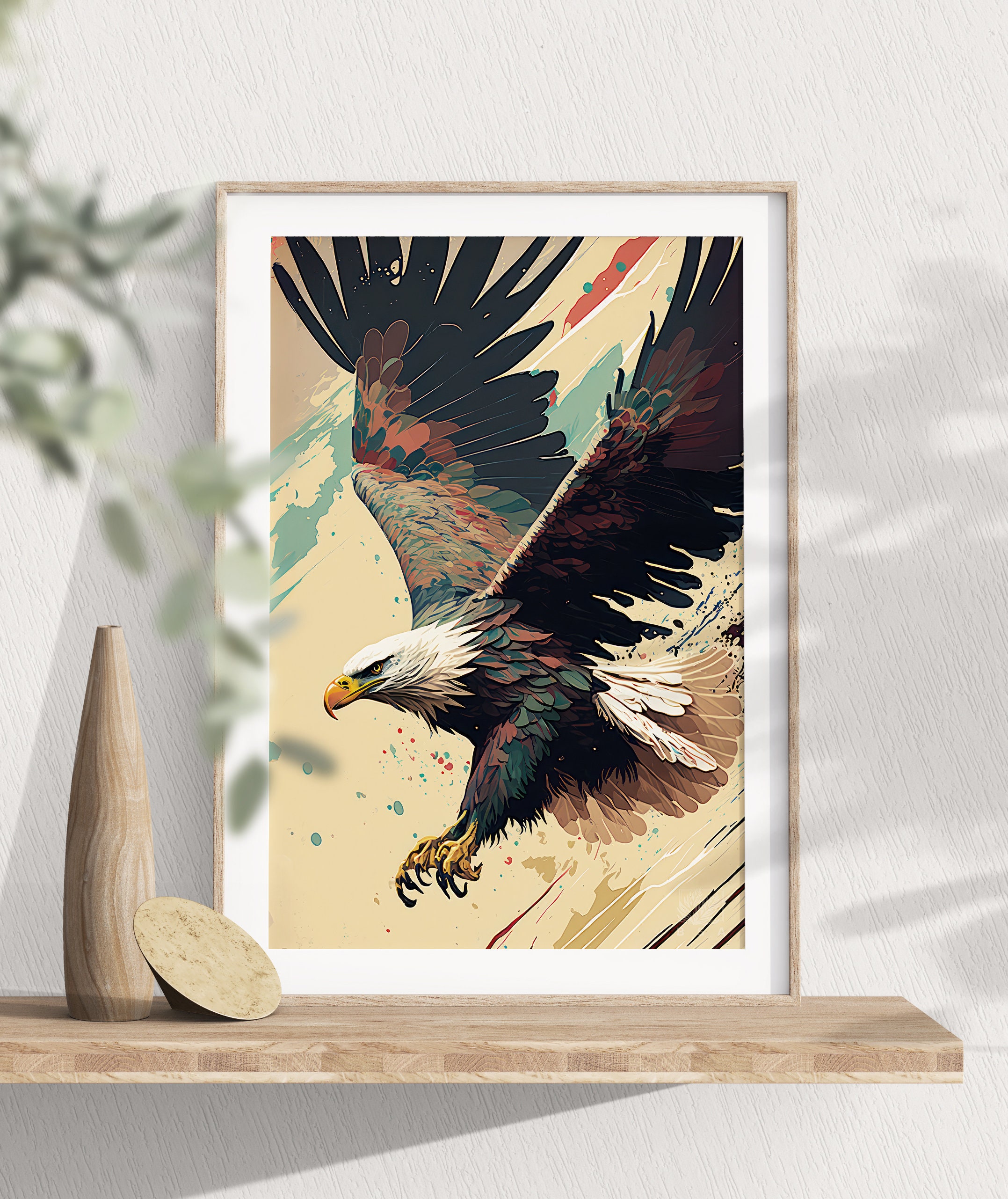 Swooping Bald Eagle Print | Printable Eagle Poster | Multi Color Bird ...