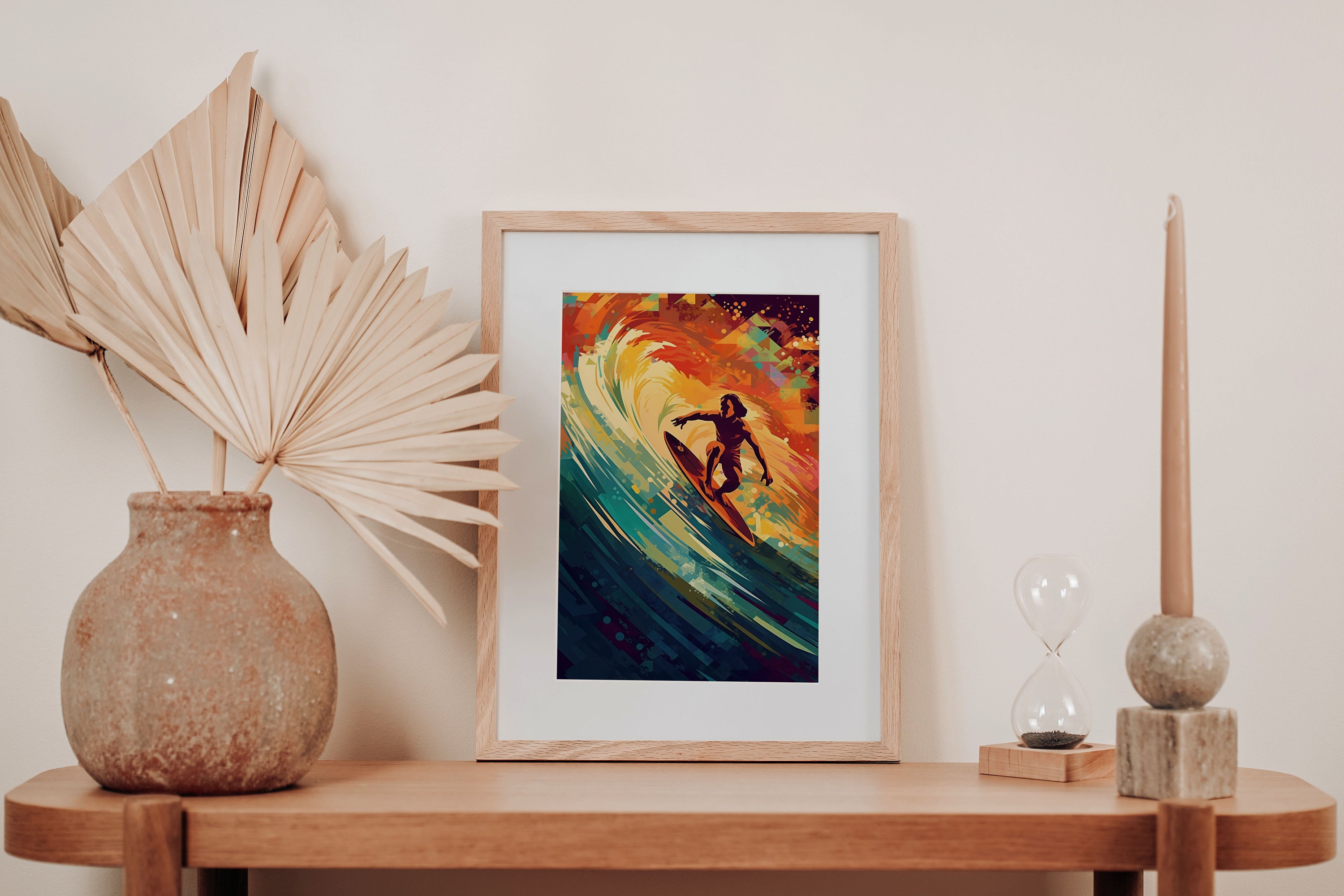 Abstract Surf Art Poster, Surfing Print, Vintage Surf Print, Retro Surf ...