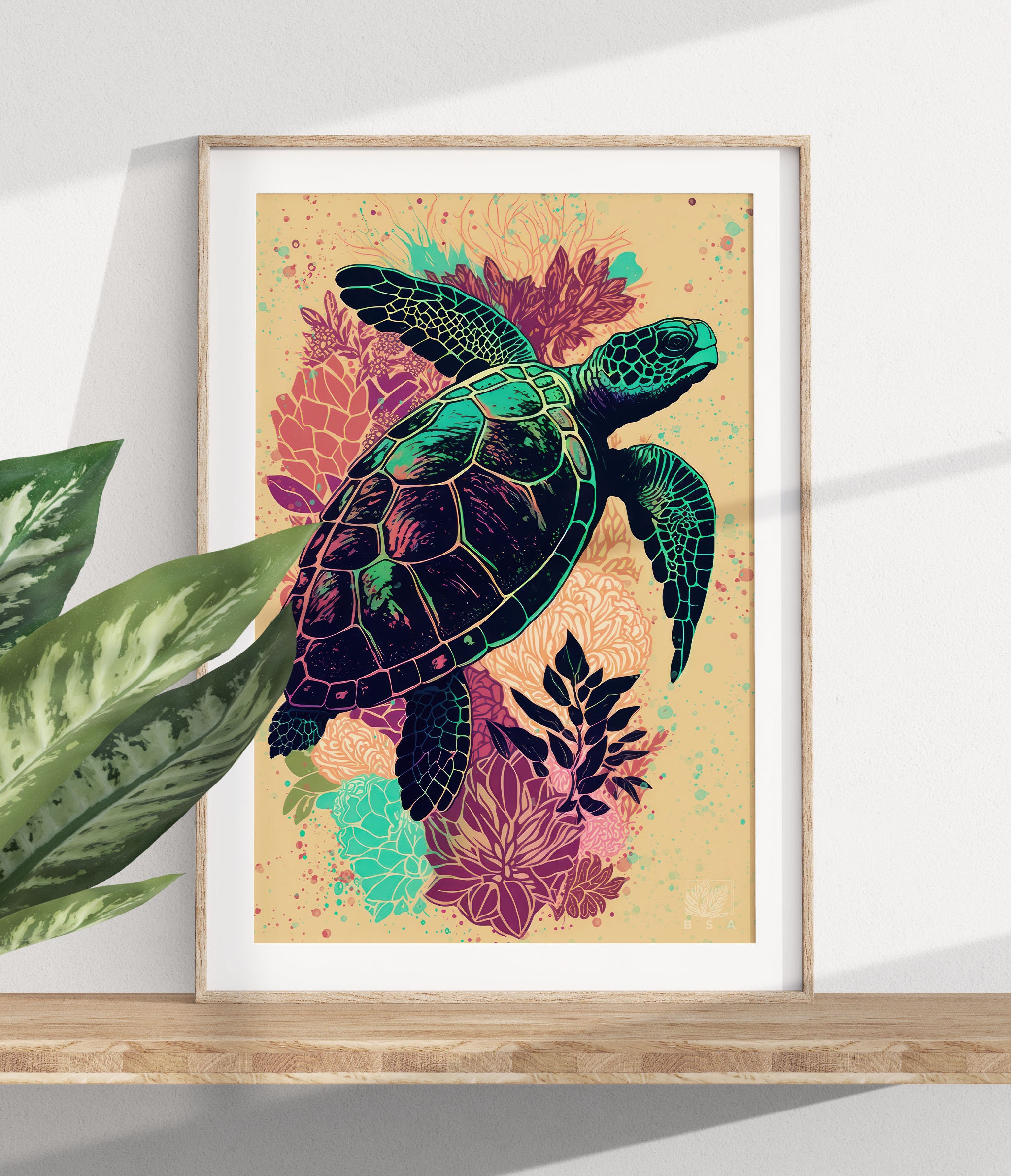 Sea Turtle Watercolor Print, Green Sea Turtle Art, Tropical Sea ...