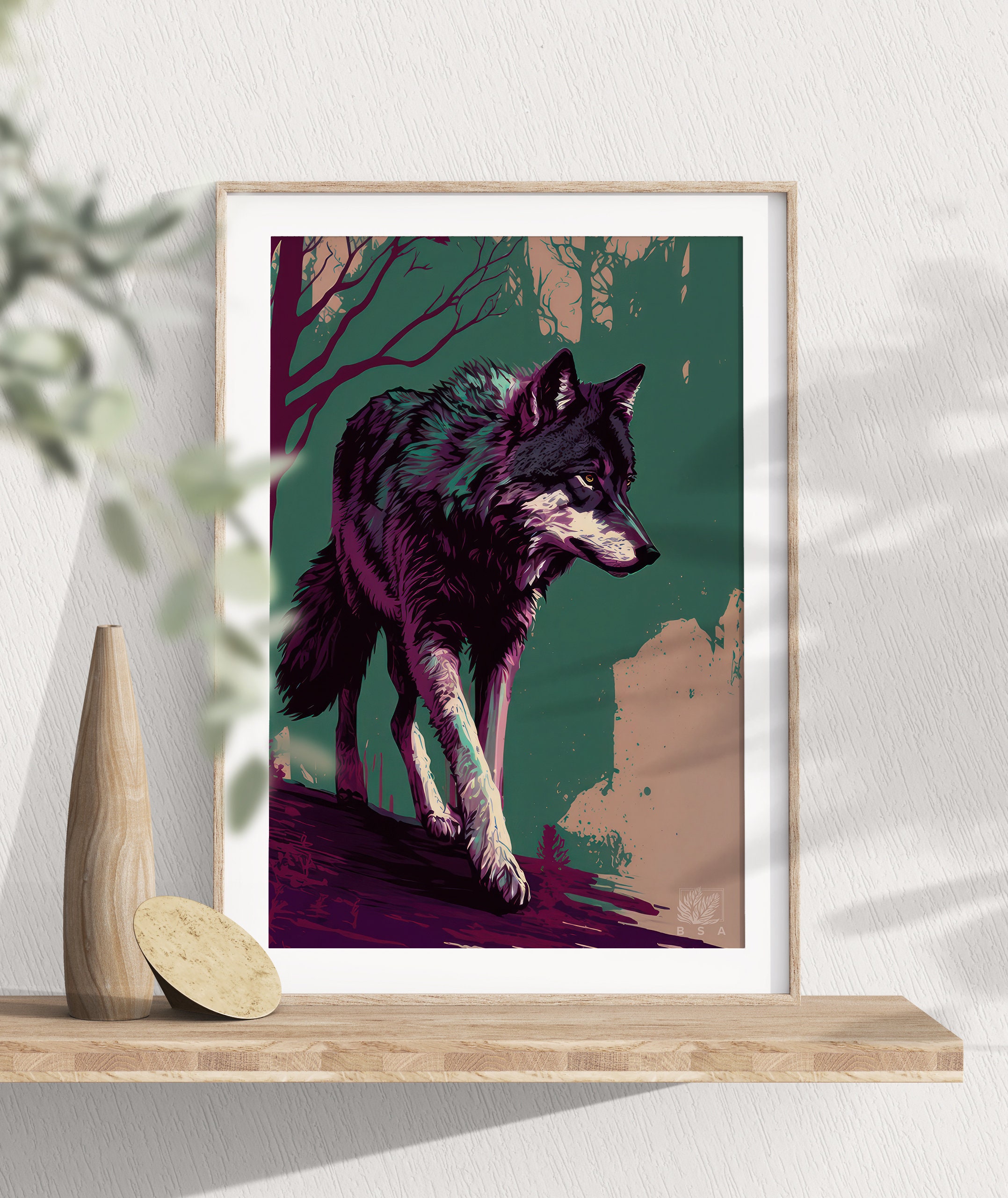 Lone Wolf Art Print, Vintage Antique Wolf Painting, Wildlife Wall Art ...