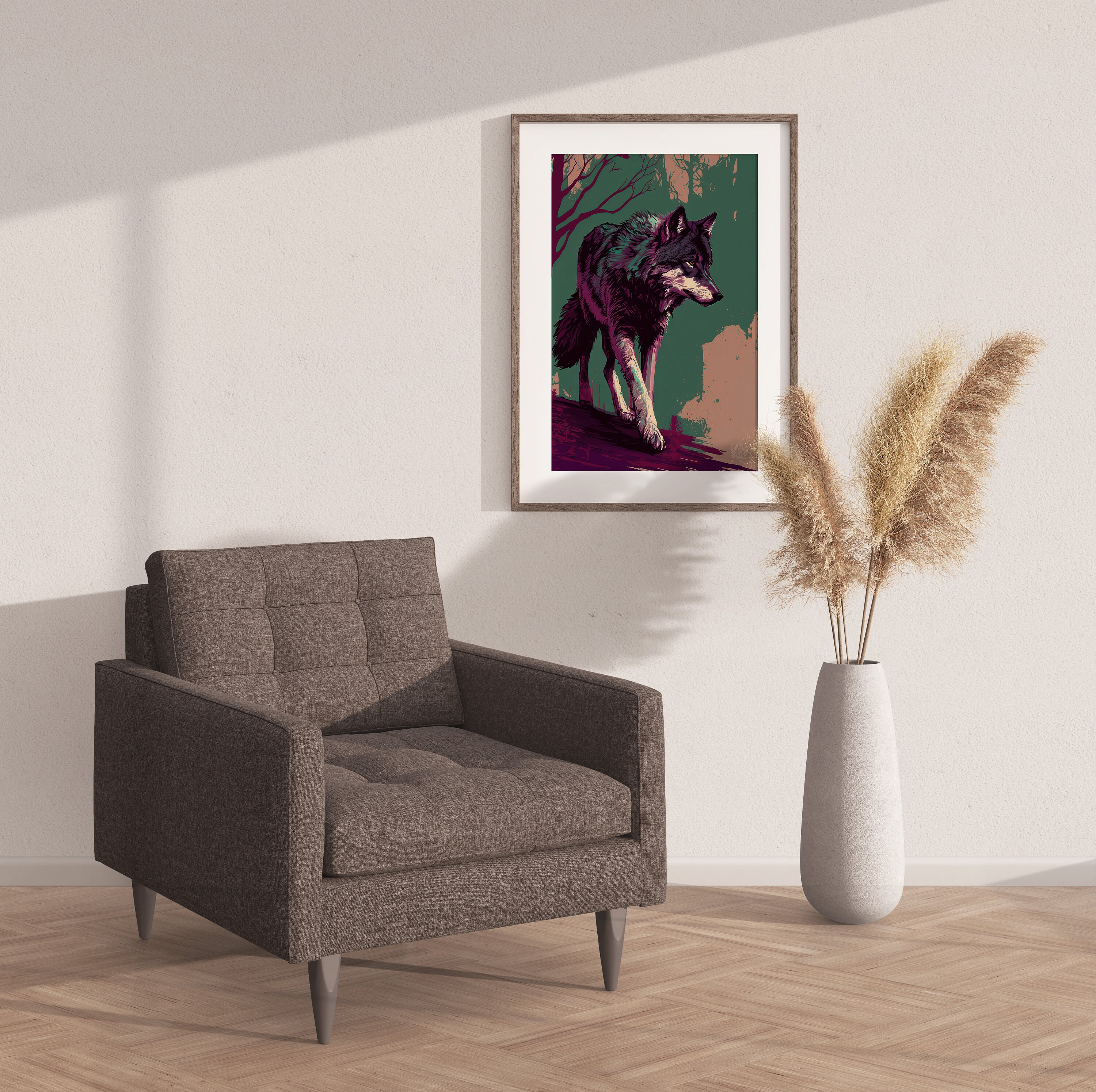 Lone Wolf Art Print, Vintage Antique Wolf Painting, Wildlife Wall Art ...