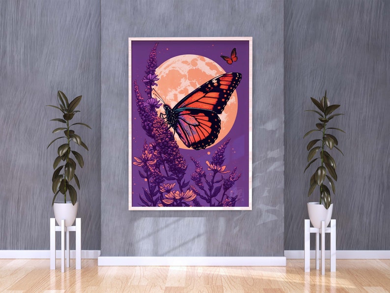 Lunar Monarch Butterfly Poster Butterfly Wall Art Modern - Etsy