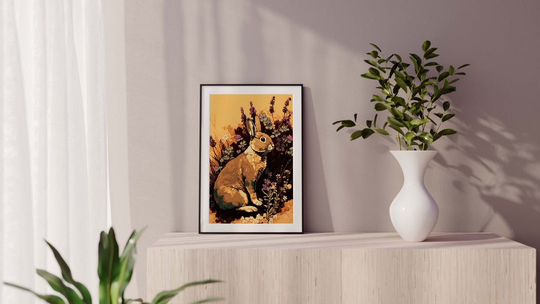 Cottontail Bunny Rabbit Floral Print | Cute Bunny Poster Art | Rabbit ...