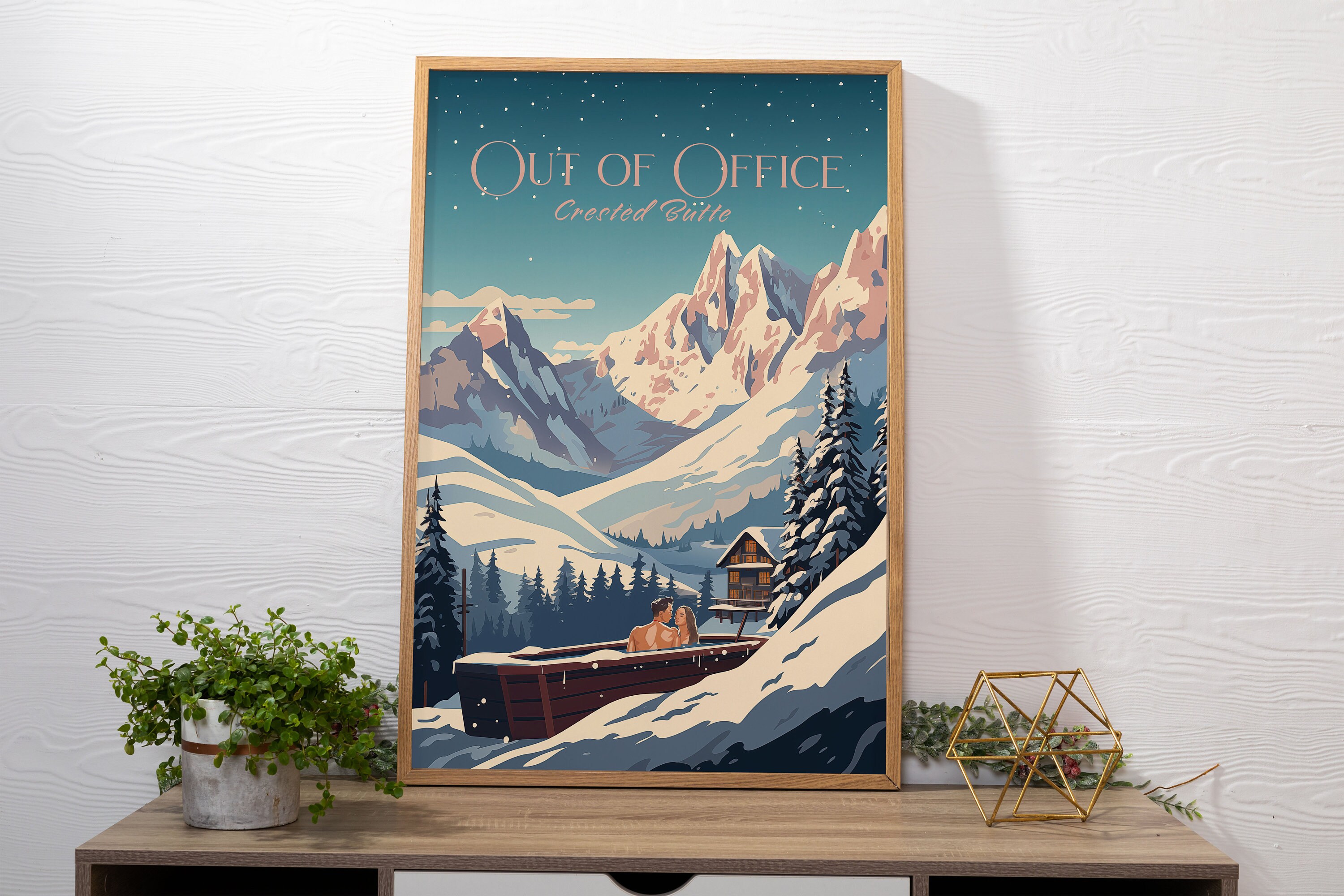 Retro Apres Ski Poster, Out of Office, Newspaper Magazine Print ...