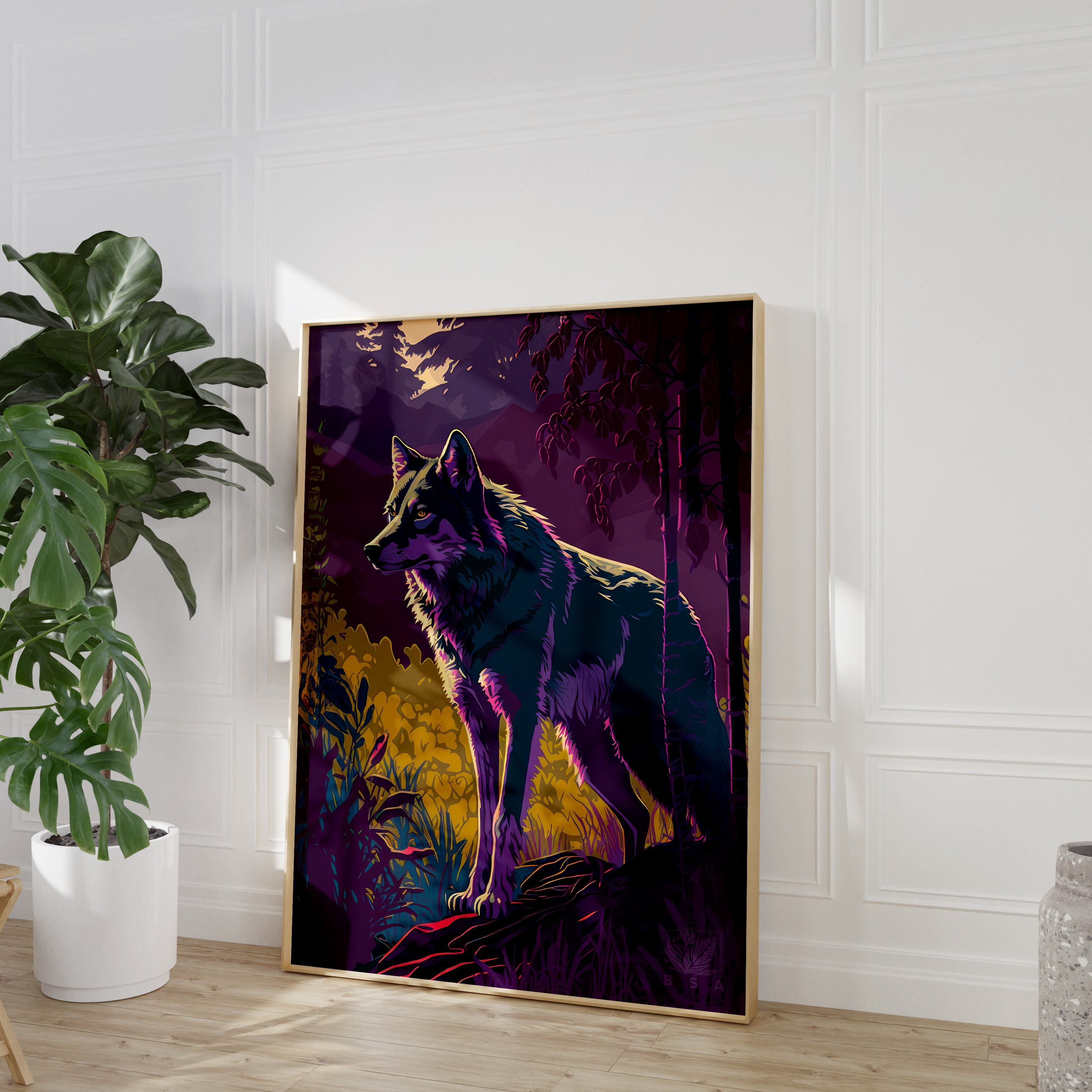 Lone Wolf Wall Decor, Howling Wolf Art, Wolf Home Decor, Wolf-themed ...