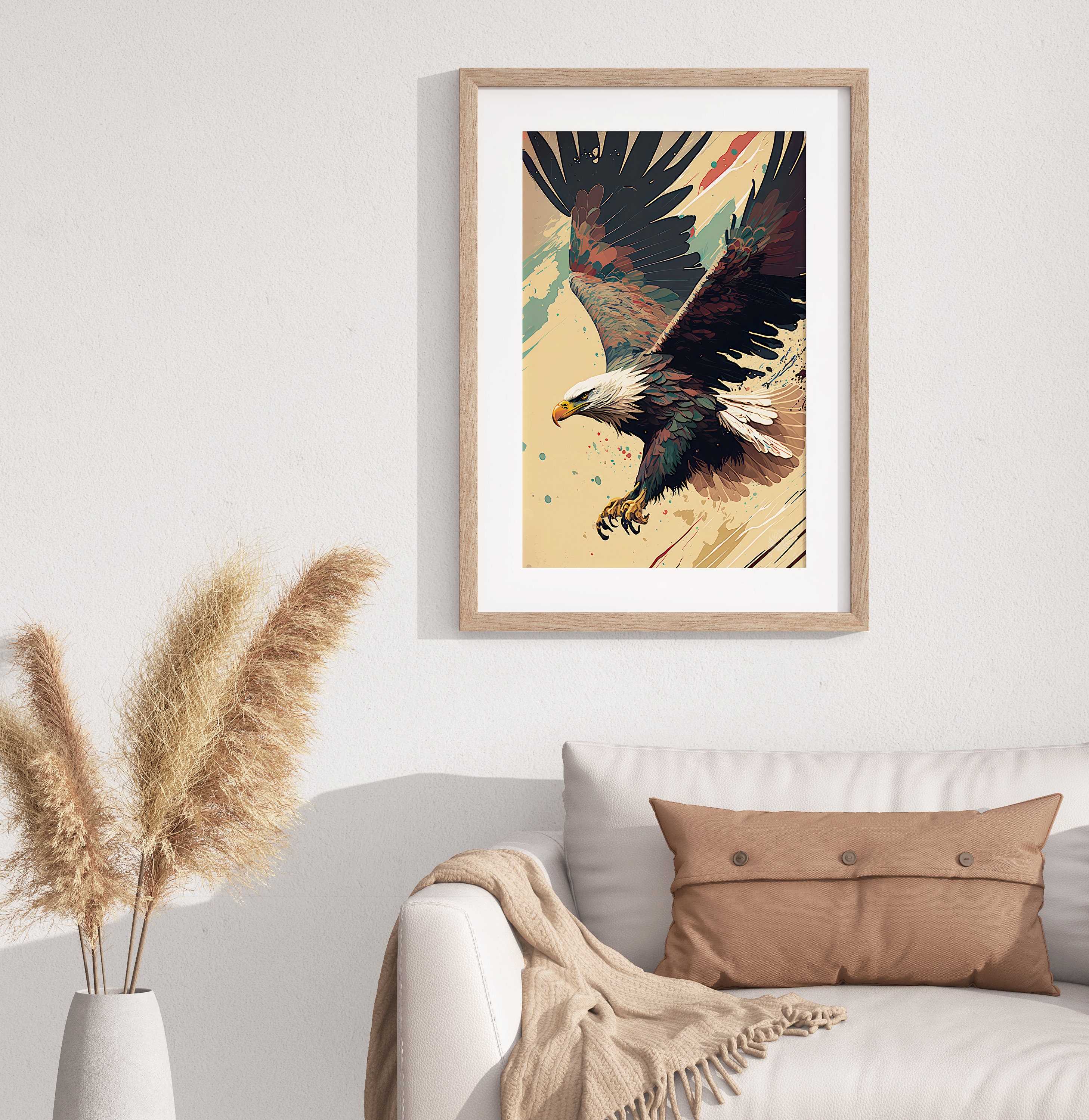 Swooping Bald Eagle Print | Printable Eagle Poster | Multi Color Bird ...