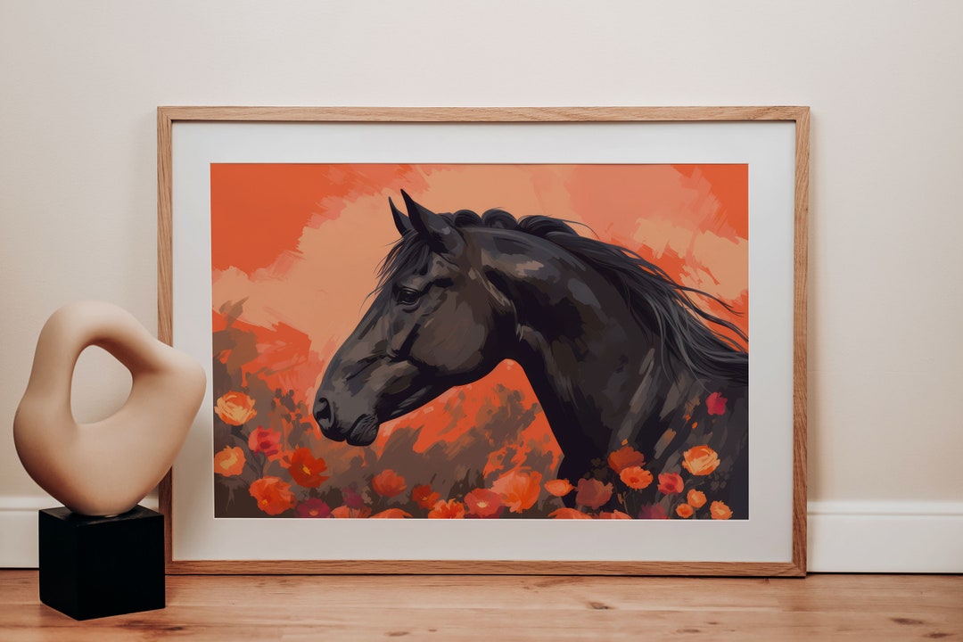 Modern Black Stallion Horse Poster | Minimalist Artwork Prints ...