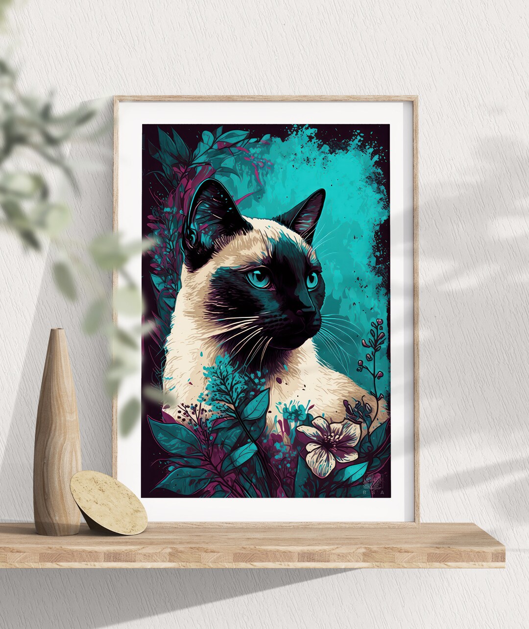 Siamese Cat Art Print, Watercolor Siamese Cat Gift, Handmade Cat Art ...