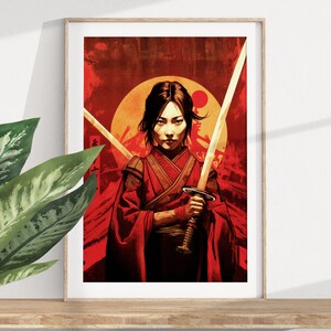 Japanese Samurai Woman Poster | Japandi Designs | Simple Oriental Decor ...