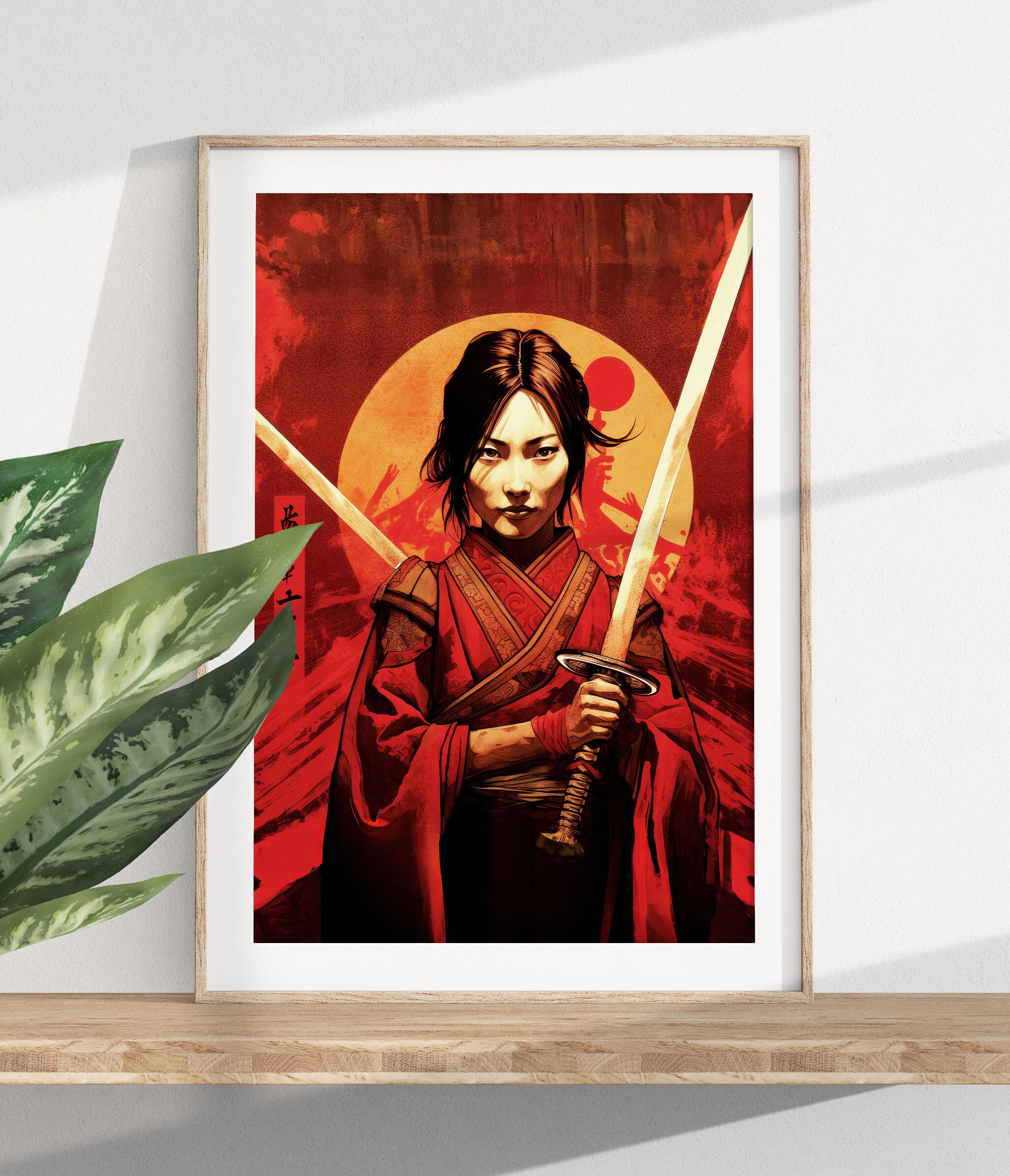 Japanese Samurai Woman Poster | Japandi Designs | Simple Oriental Decor ...